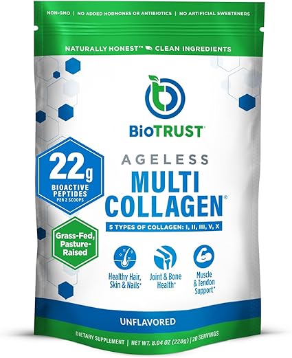 Amazon.com: BioTrust Ageless Multi Collagen Peptides Powder – 5 Types ...