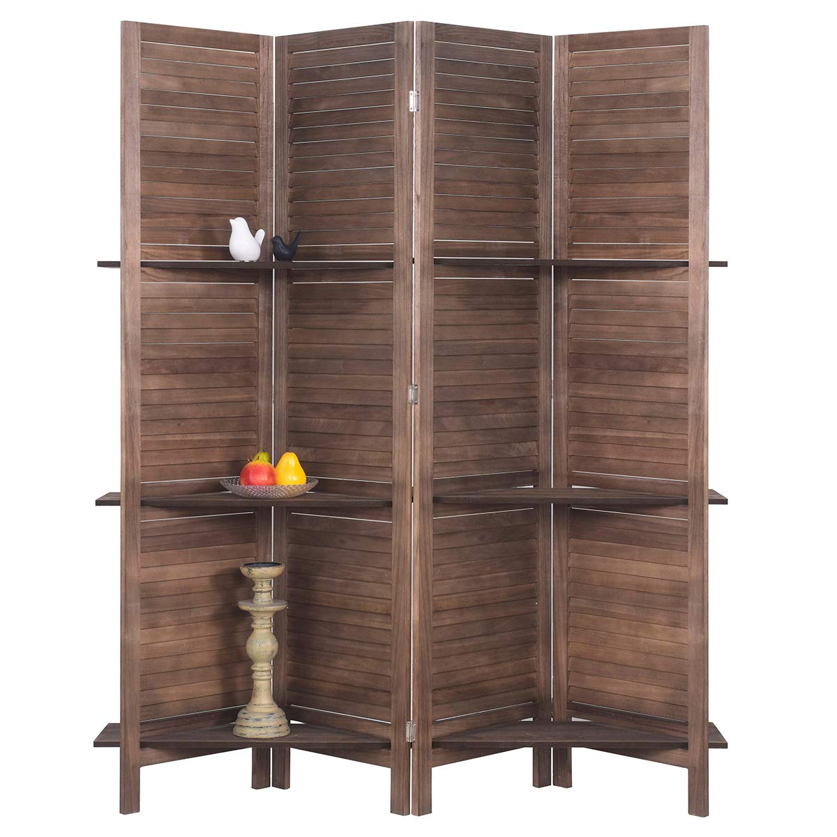 Buy 5.6 Ft Wood Room Divider, 4 Panel Panel Divider&Room Dividers ...