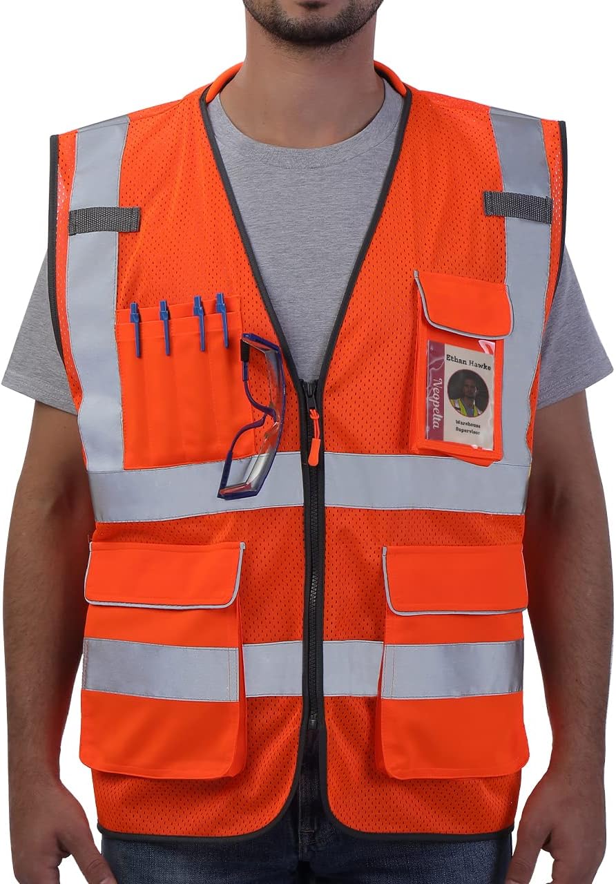 Neopelta Reflective Safety Vest Orange Mesh, High Visibility Vest with ...
