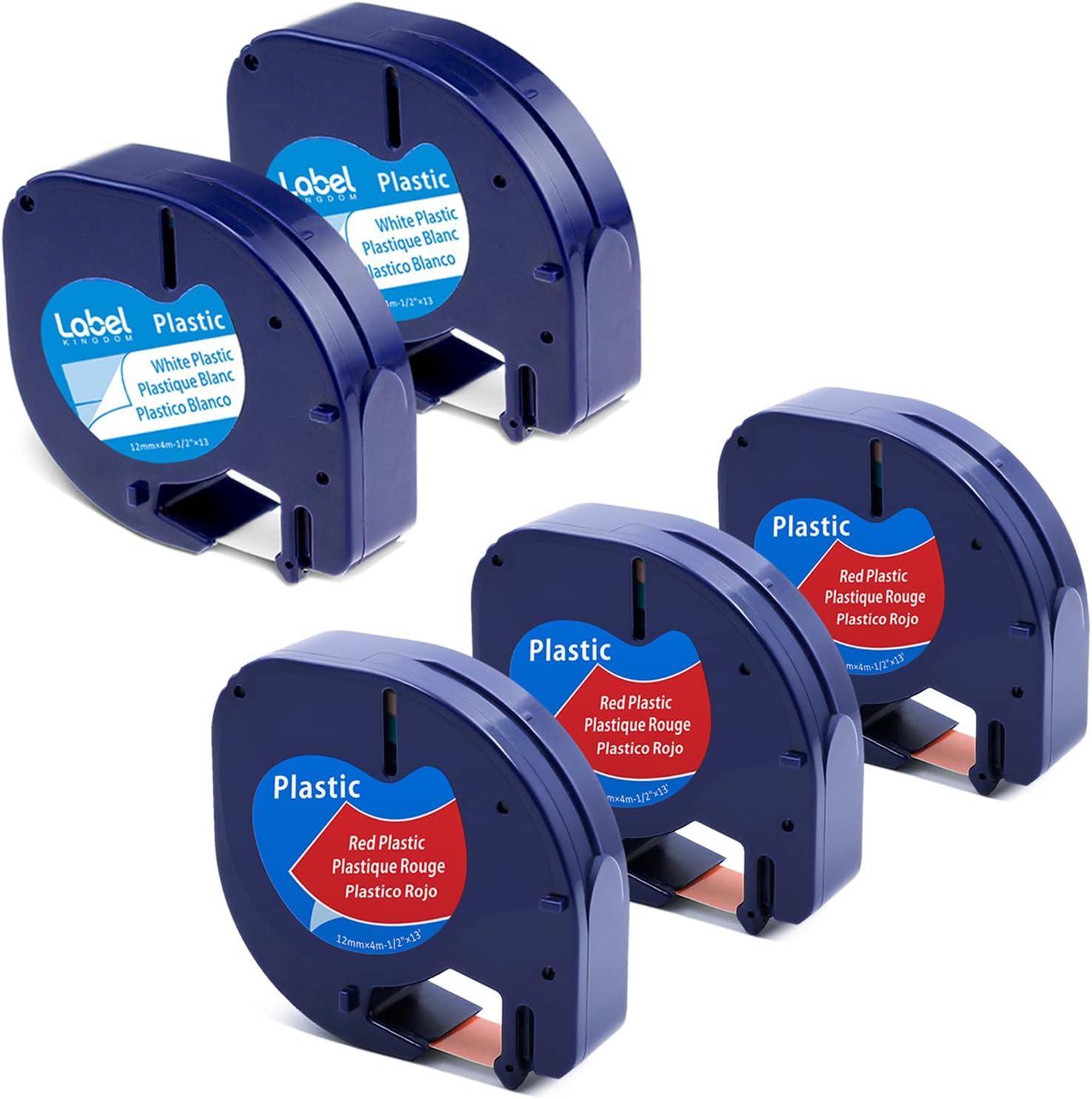Amazon.com: 2 White + 3 Red Compatible with Dymo Letratag Label Maker ...