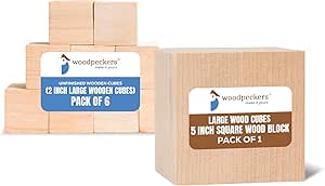 Amazon.com: 5" Large Wood Cubes, Pack of 1 and Wood Cubes 2-inch, Pack ...