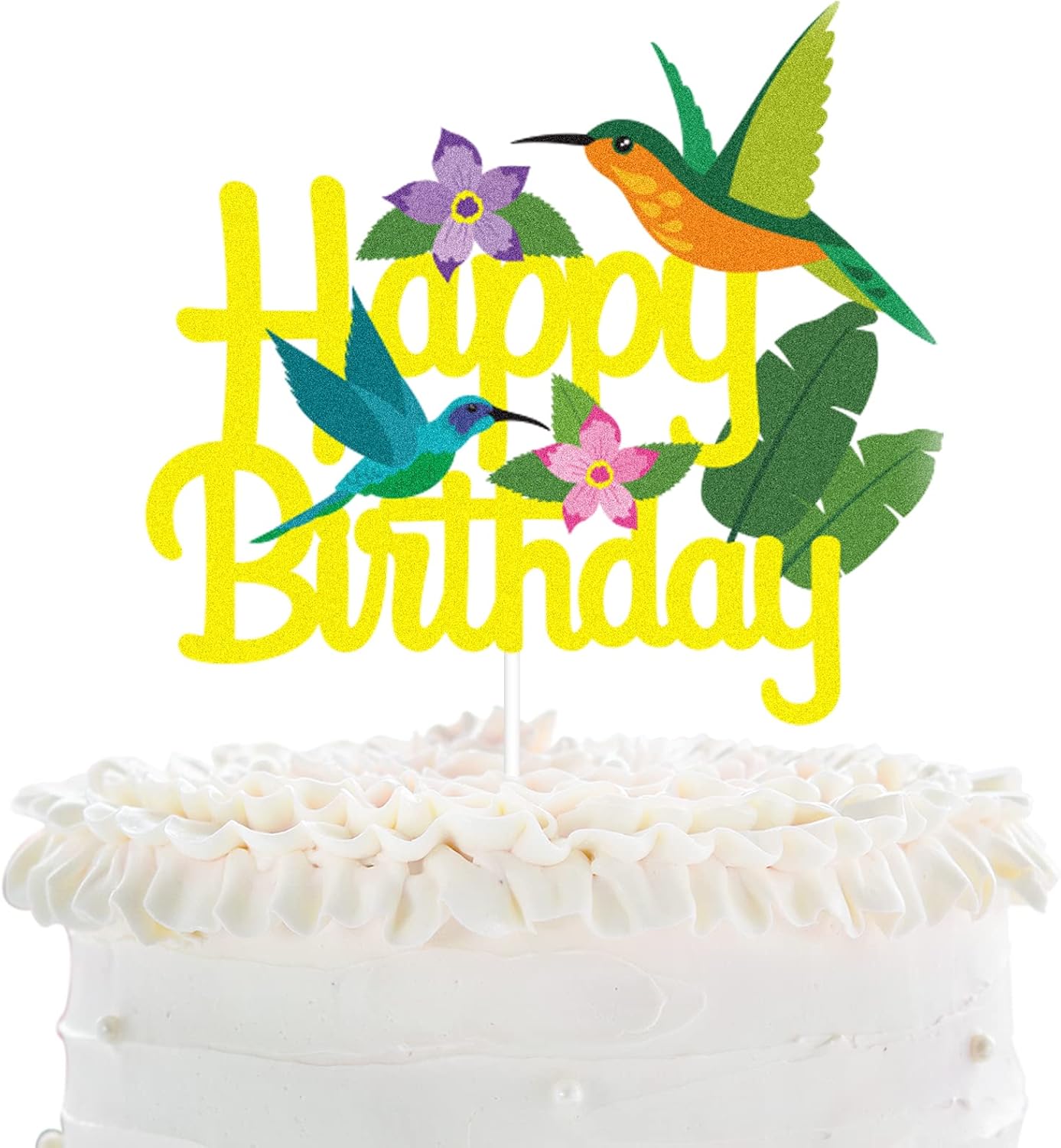 Amazon.com: Hummingbird Happy Birthday Cake Topper - Spring Hummingbird ...