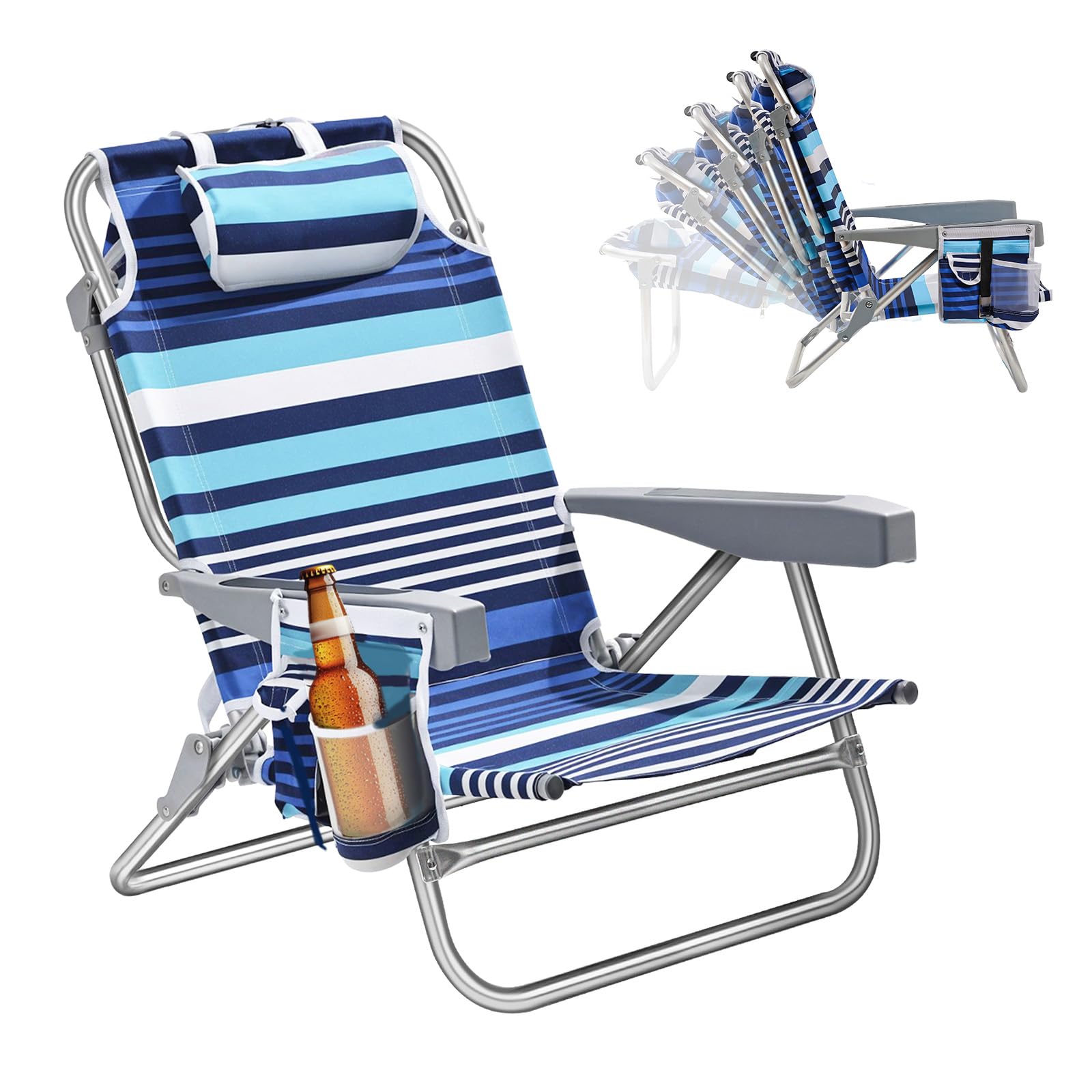 Snapklik.com : 5-Position Aluminum Lay Flat Backpack Beach Chair ...