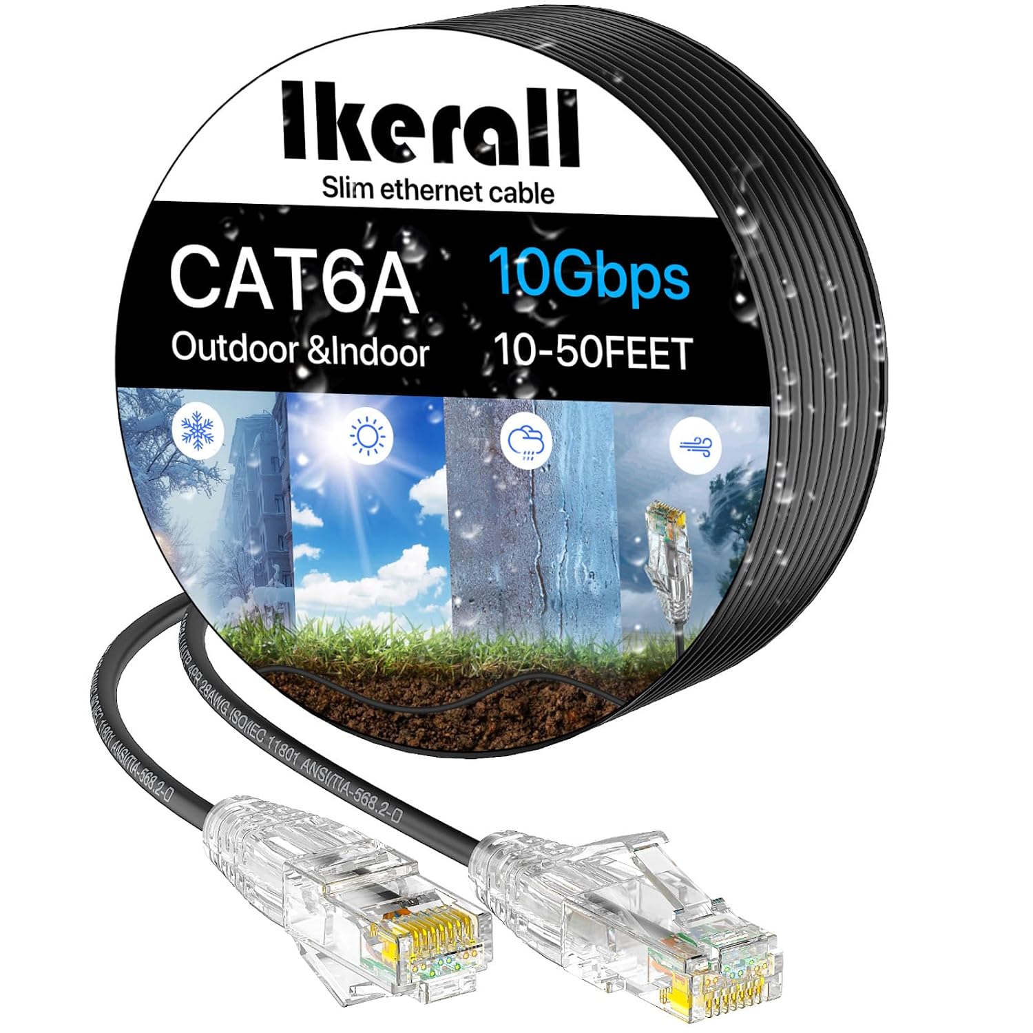 Cat6a Ethernet Cable 15 Meter Slim Black,1m 2m 3meter 5m 7m 10m 15m 20m ...