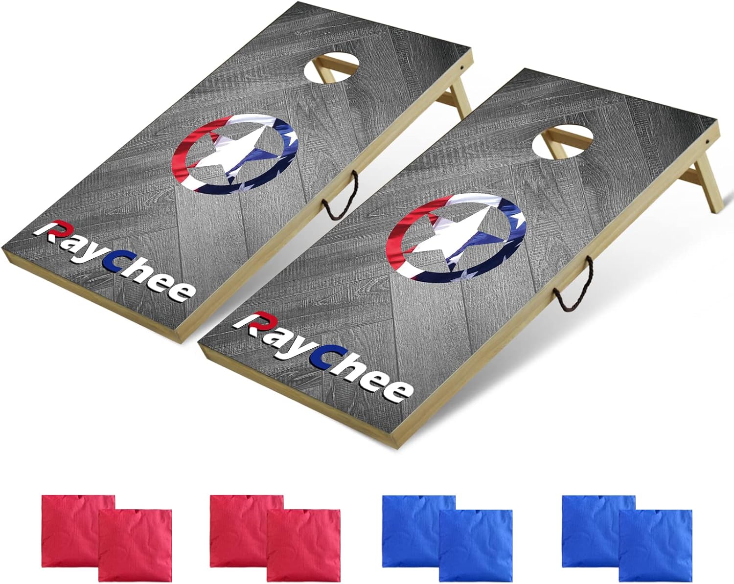 Amazon.com : RayChee Solid Wood Portable Premium Cornhole Set, 4ft x ...