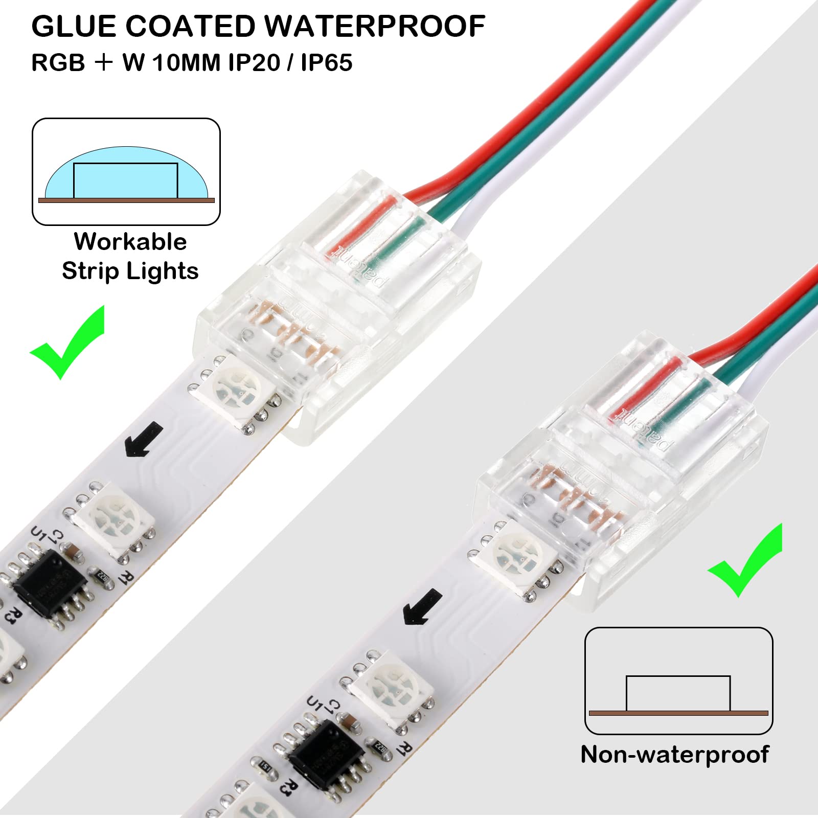 Snapklik.com : 10 Packs Solderless LED Strip Connector, Transparent ...