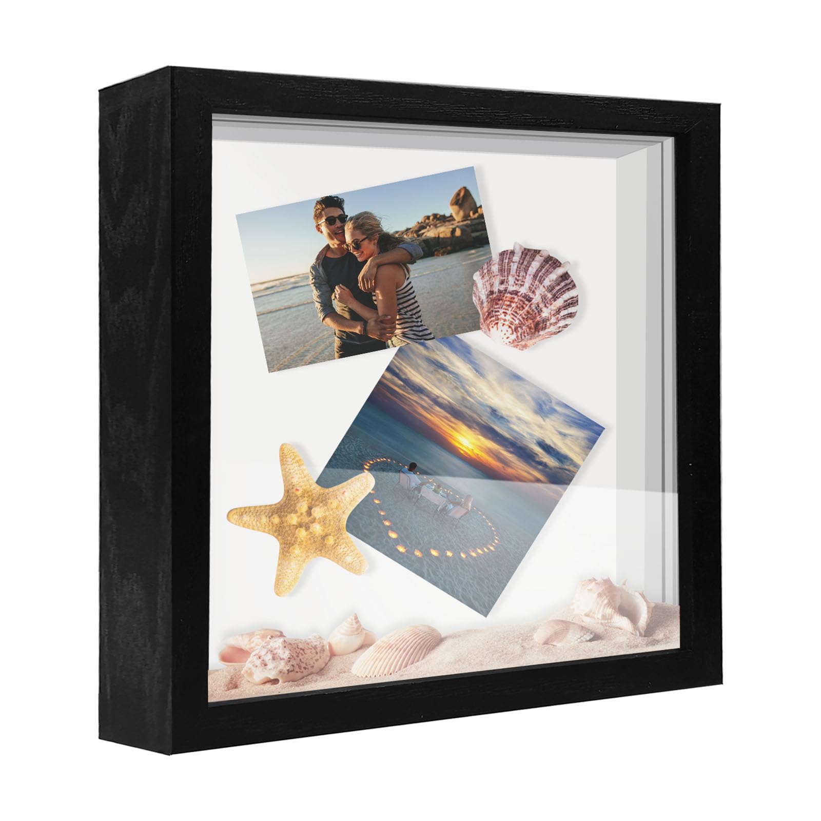 Amazon.com - SUNMEG 8x8 Shadow Box Frame Display Case, Wood with ...