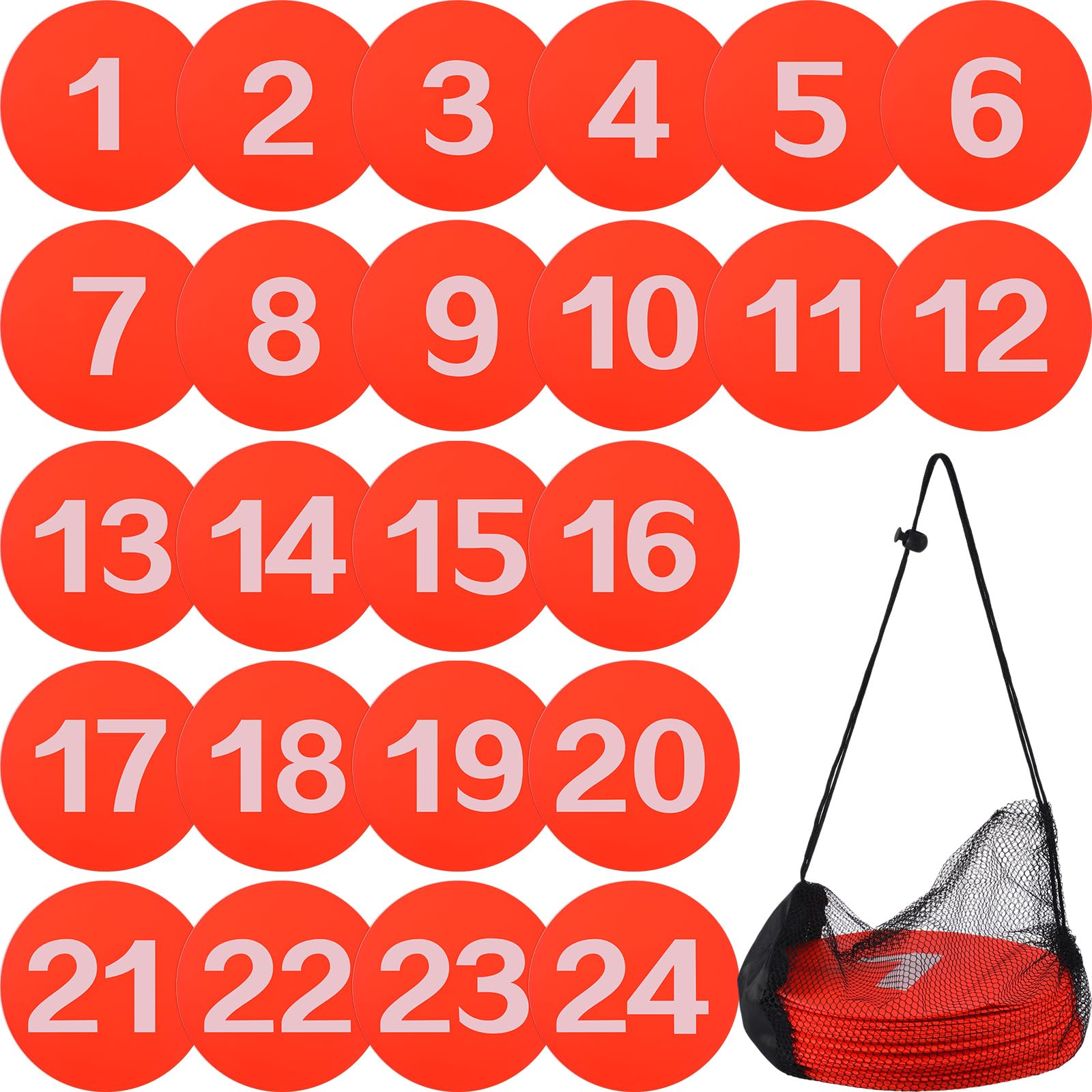 Jexine 24 Pcs 9 Inch Poly Spot Markers for Agility with Bag Numbered ...