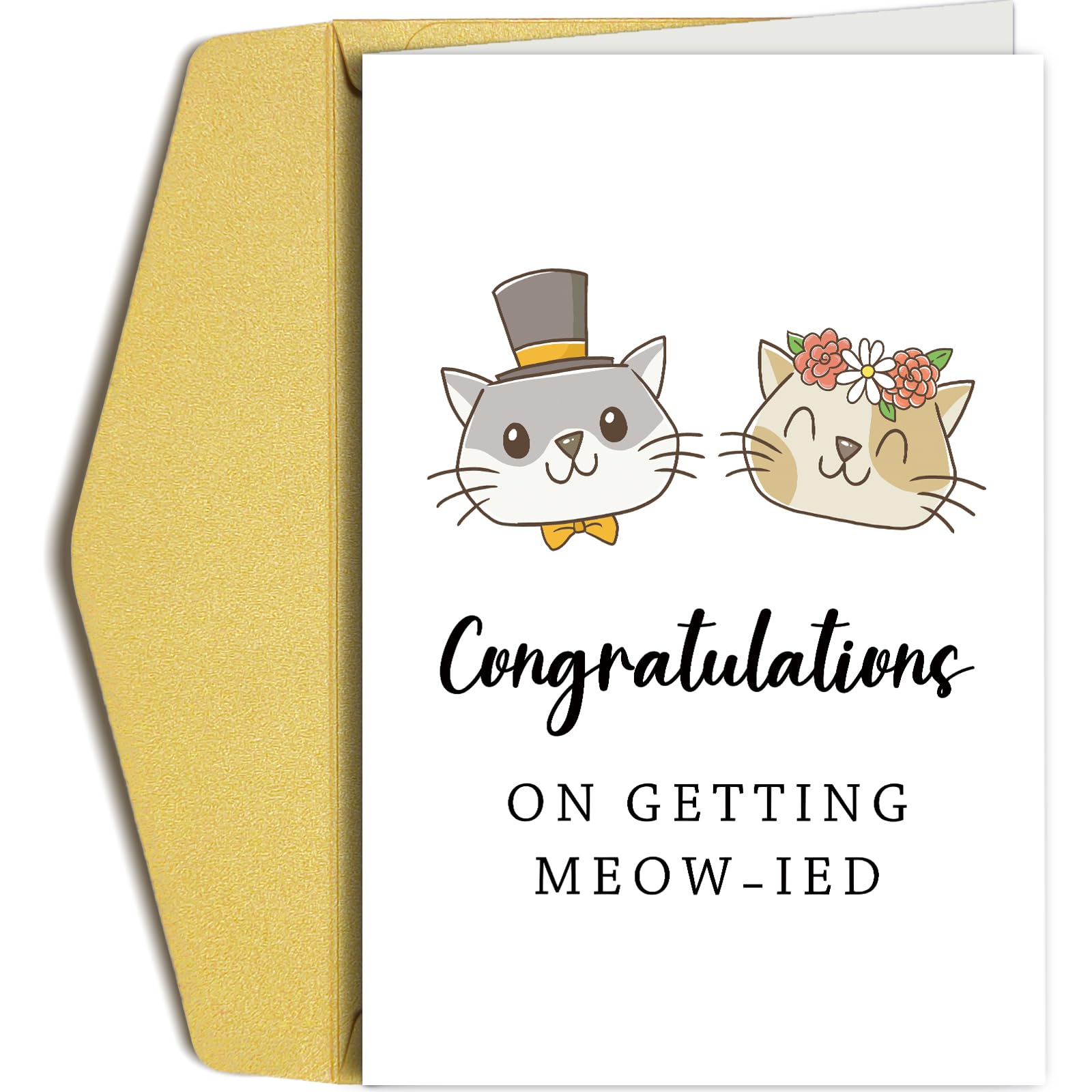 Amazon.com : Funny Cat Wedding Card for Bride Groom, Humor Cat Newly ...