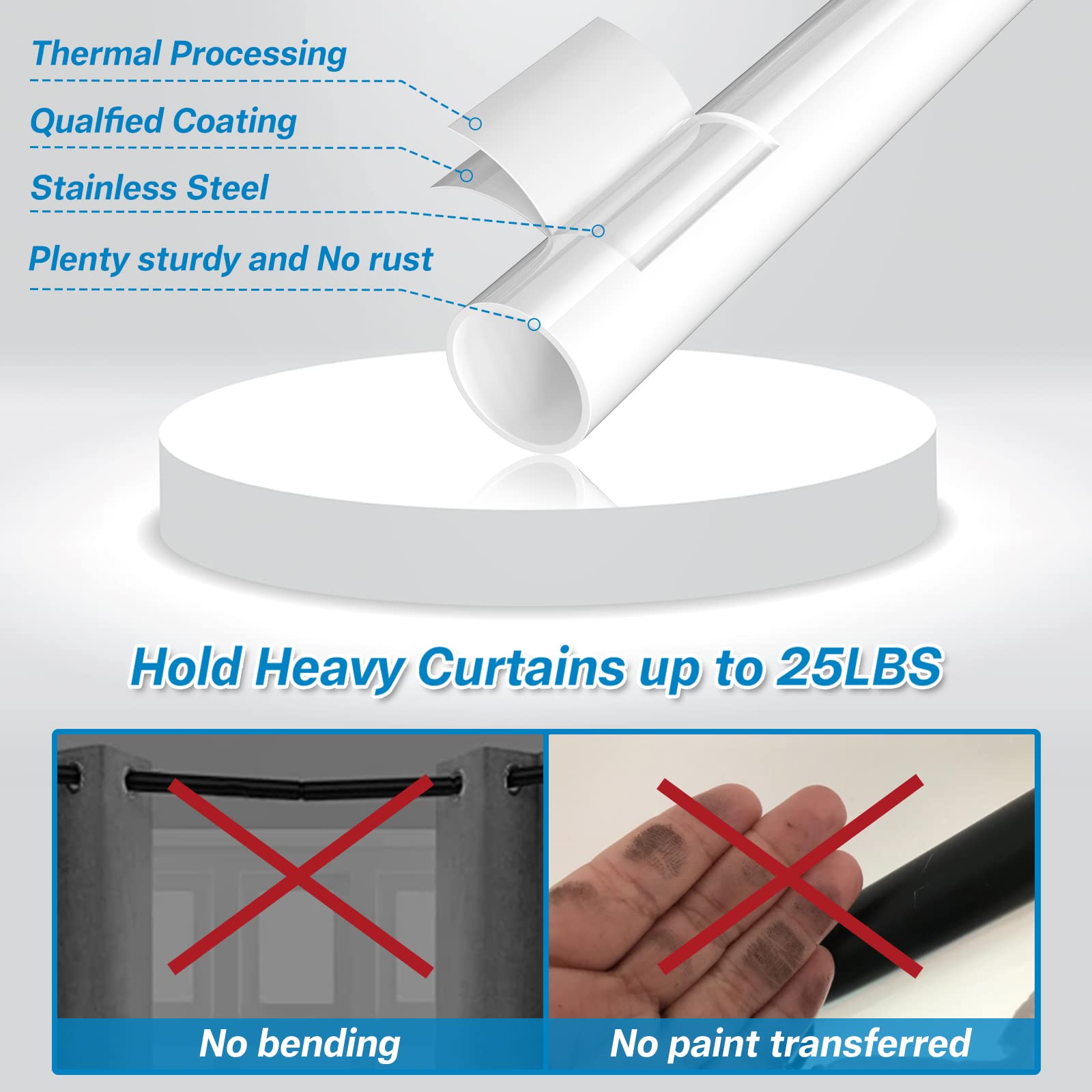 Curtain Rods 2 Pack, White Curtain Rods for Windows 28 to 48 Inch, 5/8 ...