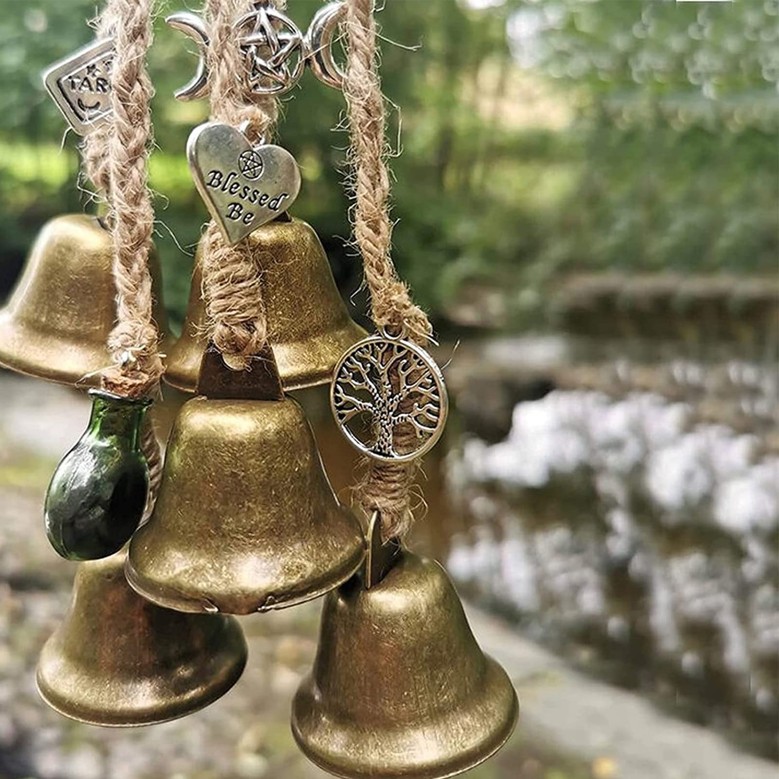 Witches Bells, Hanging Wind Chimes Witchcraft Supplies with 6 Bells ...