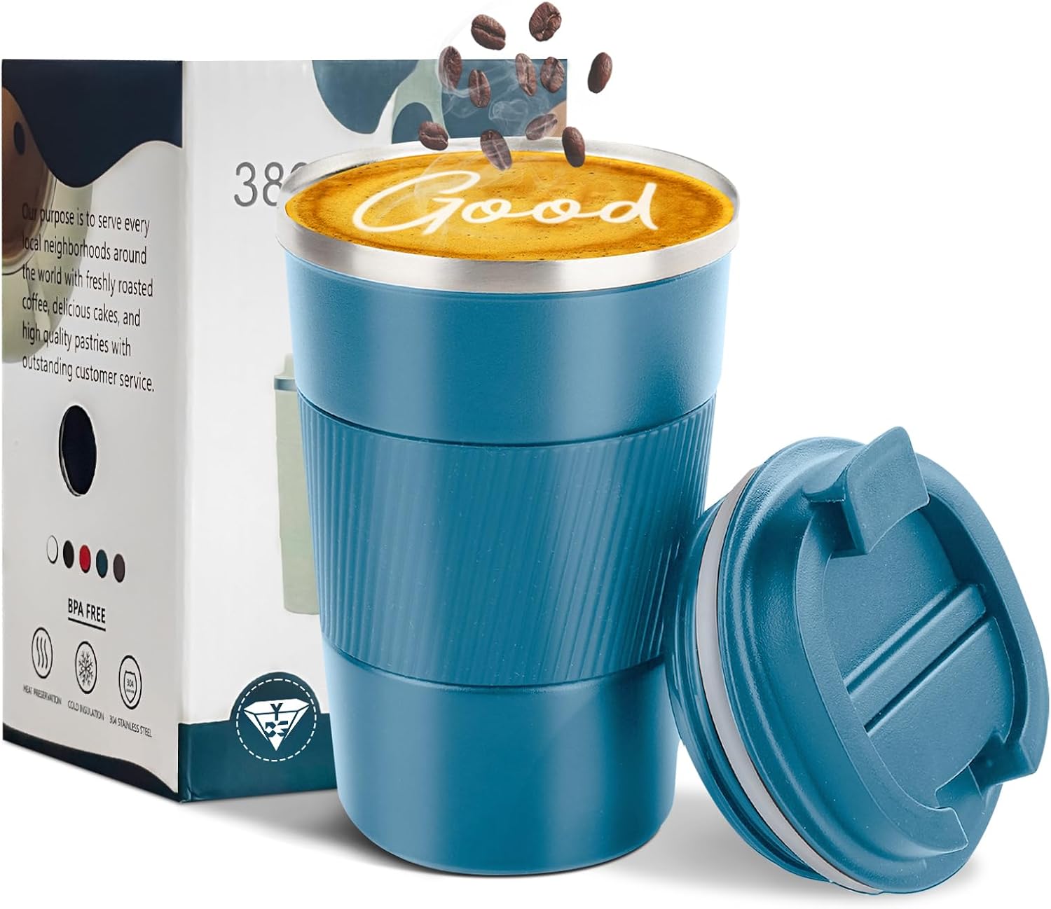 Amazon.com | YINBAOGE Insulated Travel Coffee Mug, Spill & Leak Proof ...