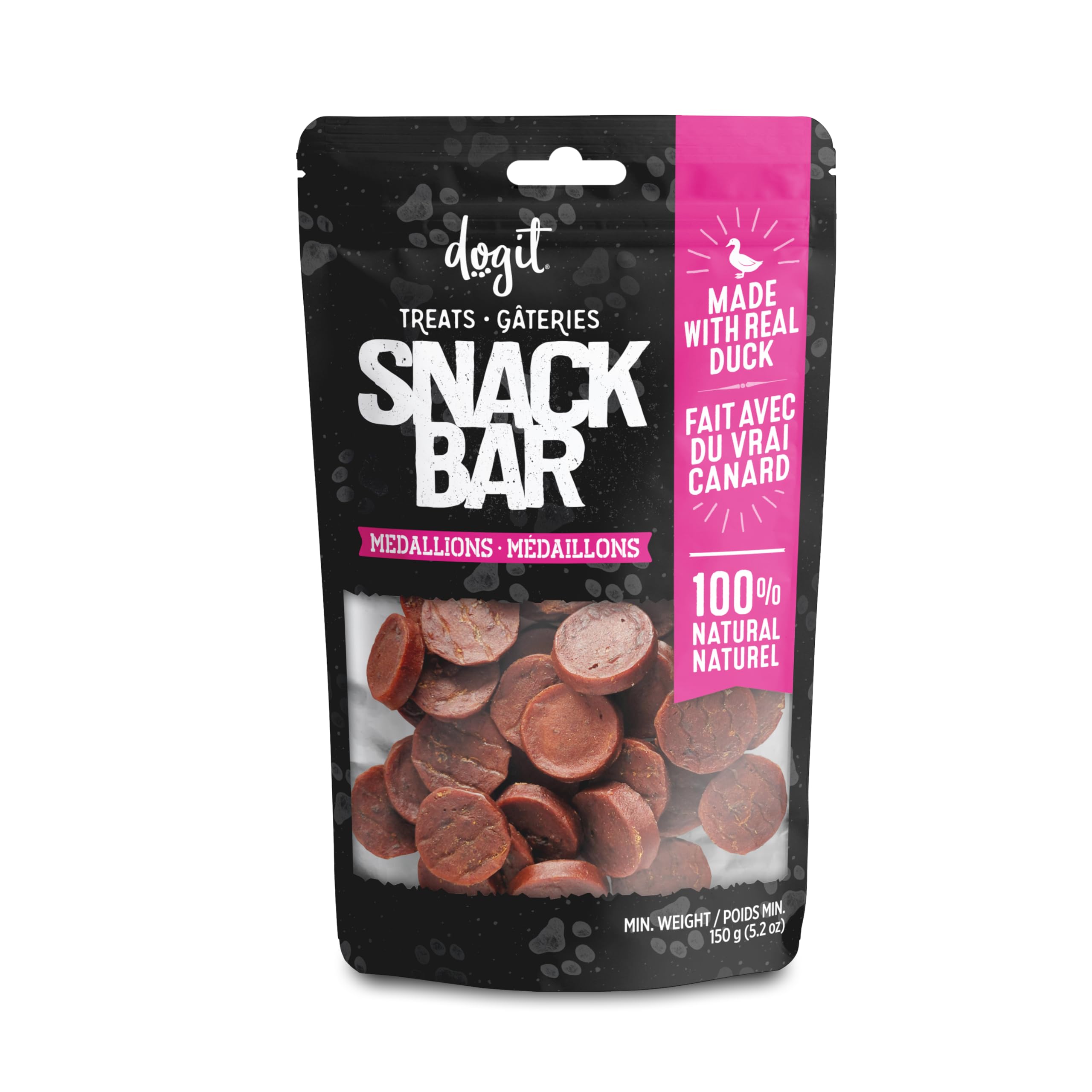 Dogit Snack Bar Dog Treats, Duck Medallions 150 g, Dog Treats for Large ...