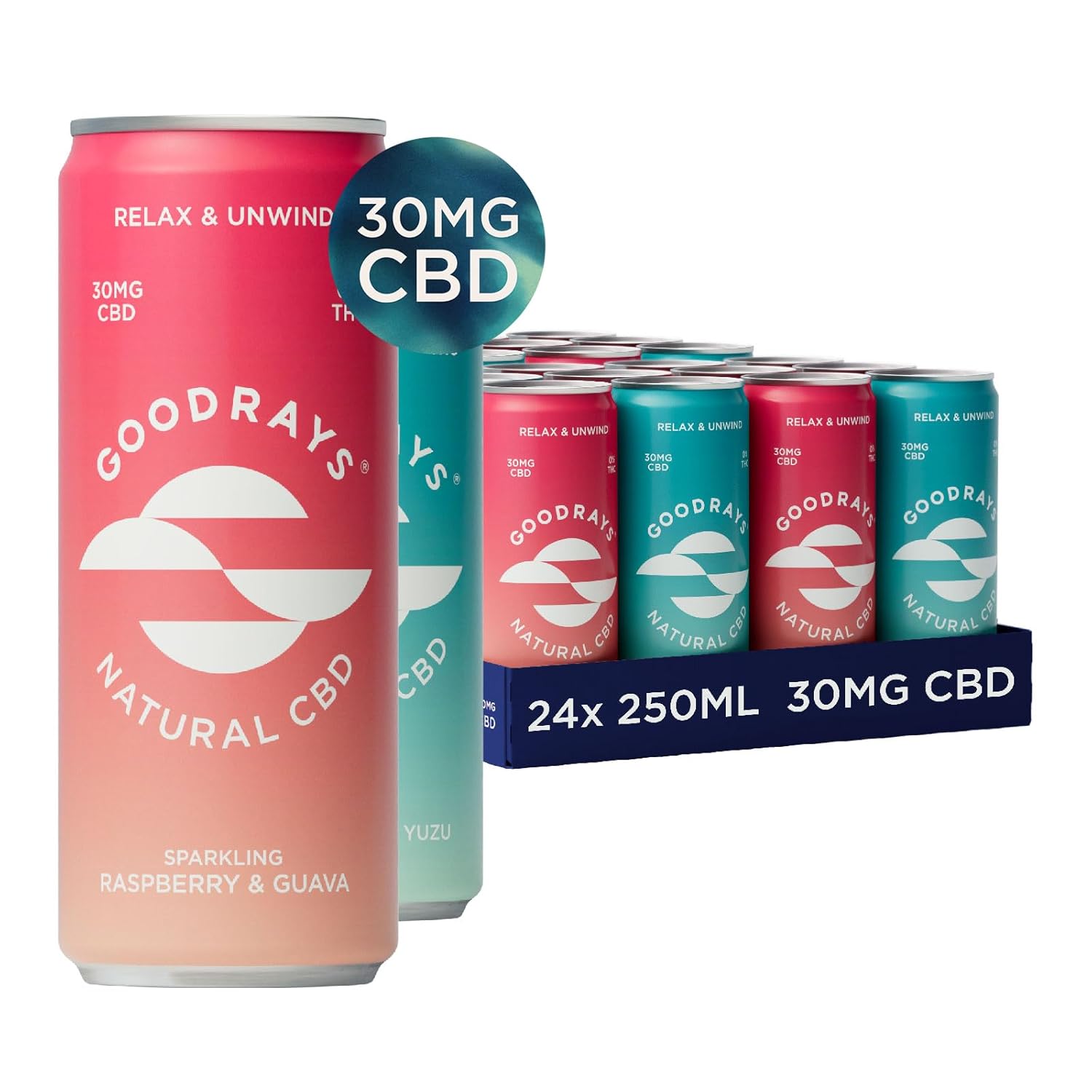 Goodrays - 30mg CBD Drink Mixed Pack - 24 x 250ml Cans - Natural ...