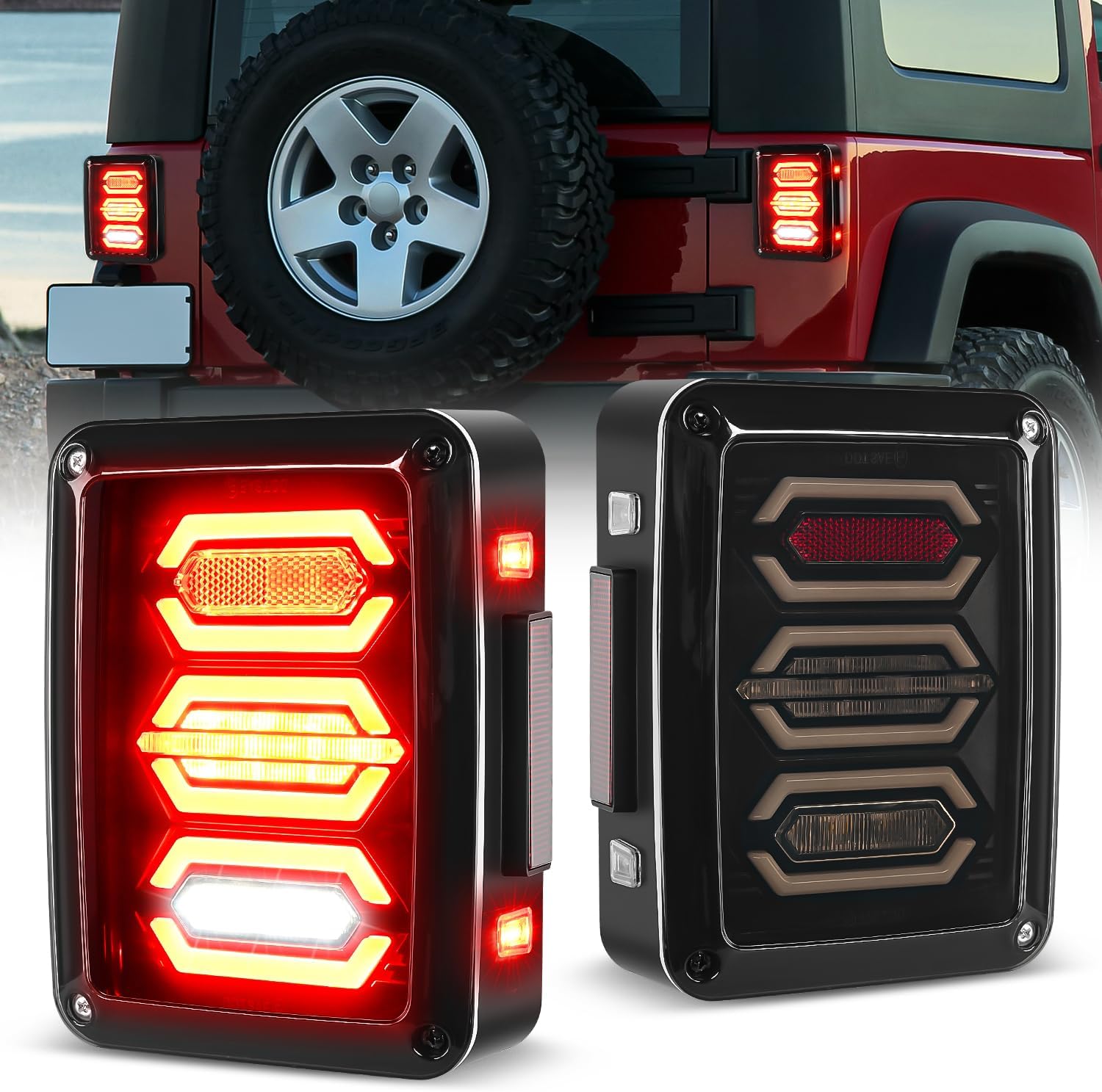 Amazon.com: Nilight JK Tail Light LED Red Running Stop Brake Turn ...