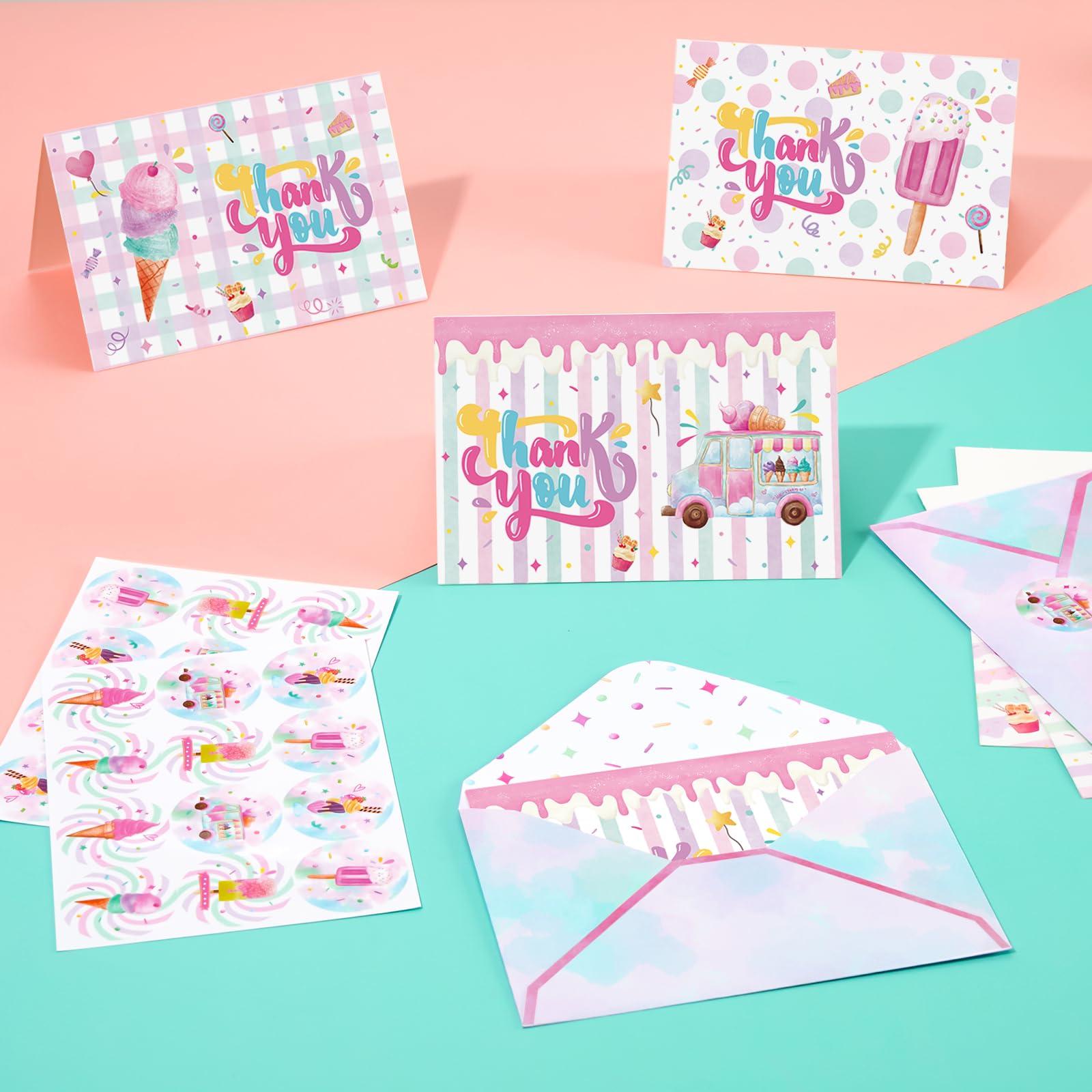 Snapklik.com : WERNNSAI 24 PCS Ice Cream Thank You Cards - Ice Cream ...