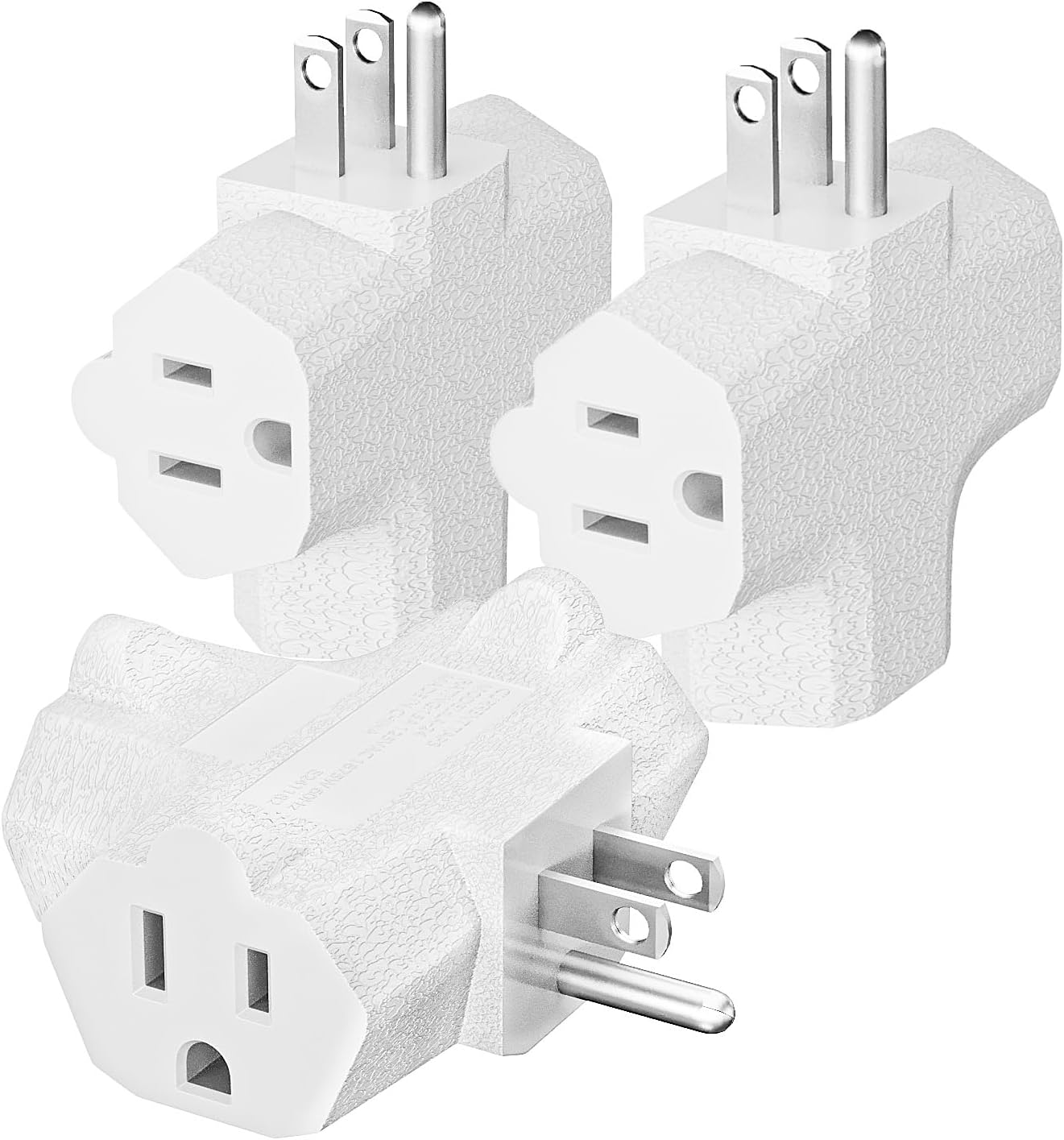 3 Outlet Adapter Extender, 3 Way Grounded Plug Splitter, 1 to 3 Plug ...