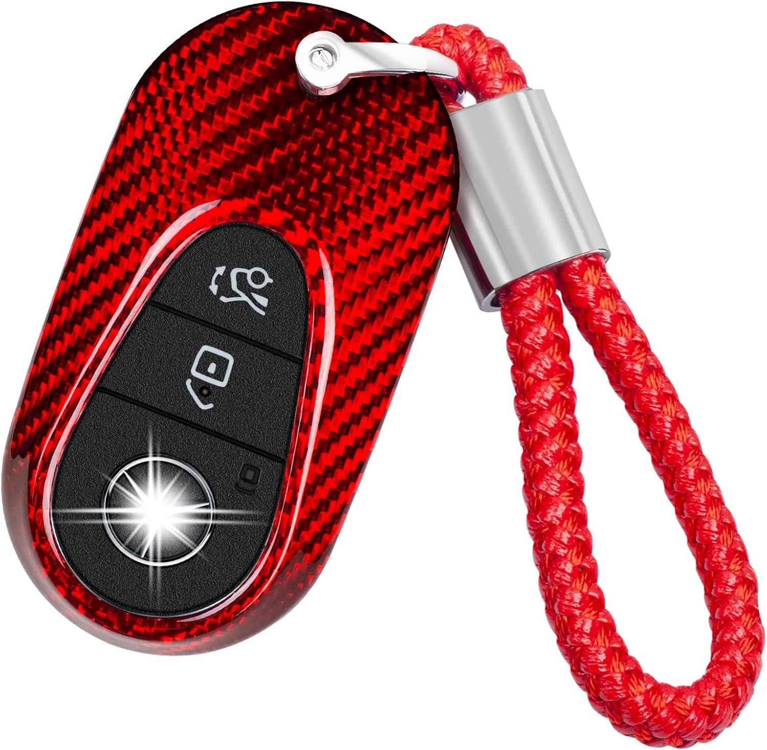 Amazon.com: T-carbon Real Glass Fiber Key Fob Cover for Mercedes Benz ...