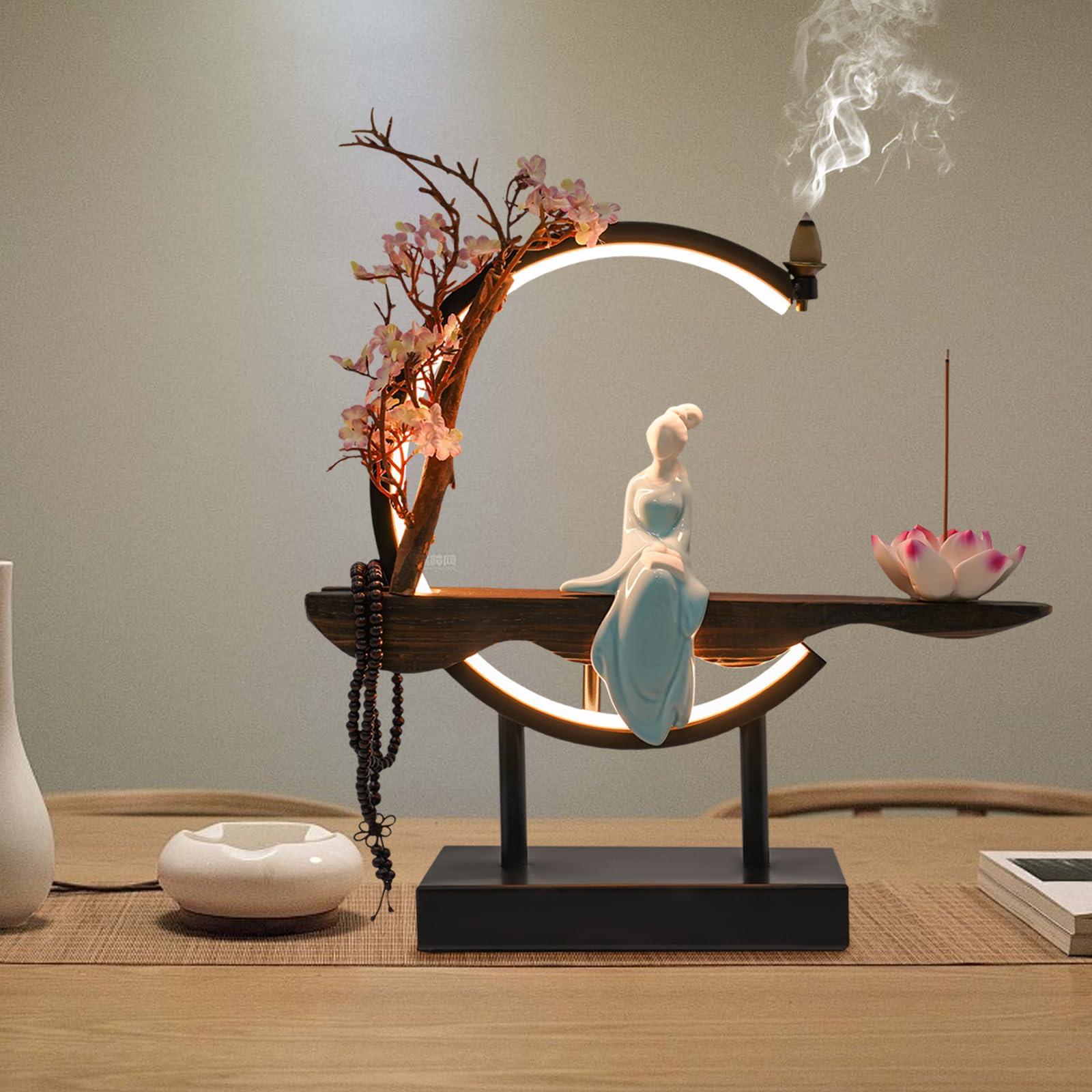 Amazon.com: TFCFL Backflow Incense Holder with LED Light Ring, Chinese ...