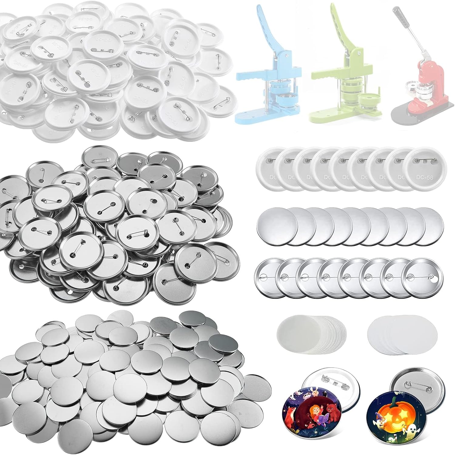 Amazon.com: Aiment 100 Sets 58mm/2.25 inch All Metal Blank Button ...