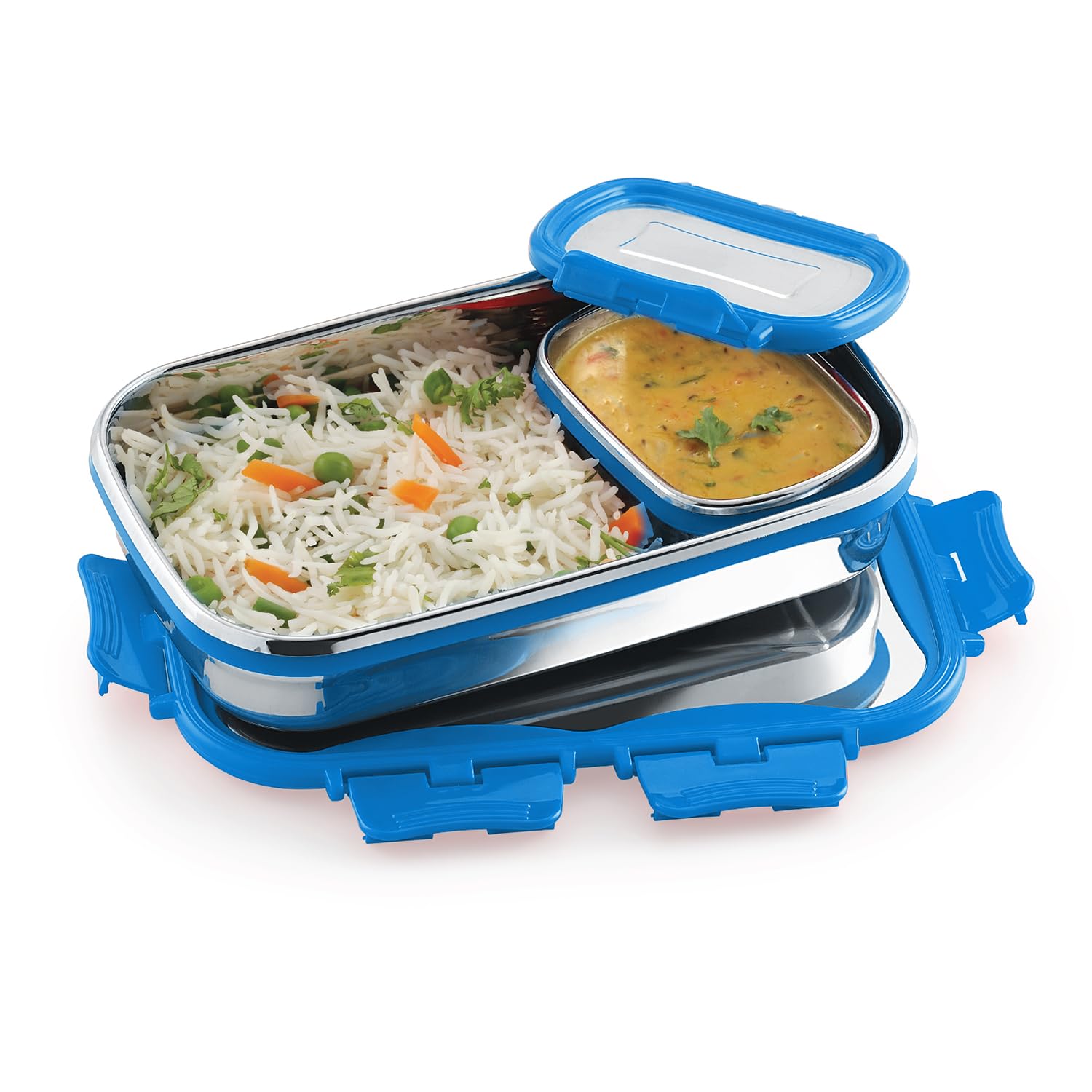 Buy CELLO Click it Steel Insulated Lunch Box, Medium, 925ml, Blue | 2 ...