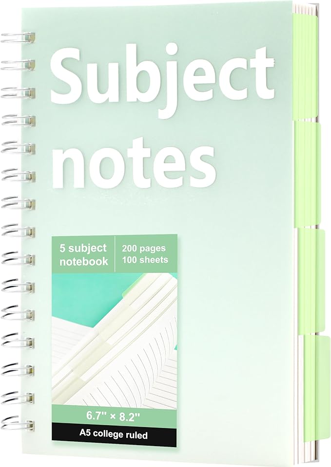 Amazon.com : FLYING EAGLE 5 Subject Notebook with Dividers 5x7 Small ...