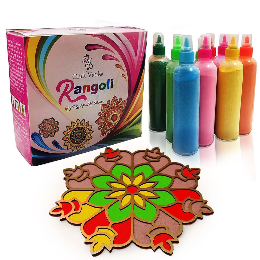 Buy CraftVatika Rangoli Making Tools Kit Set of 10 Rangoli Rang Colors ...