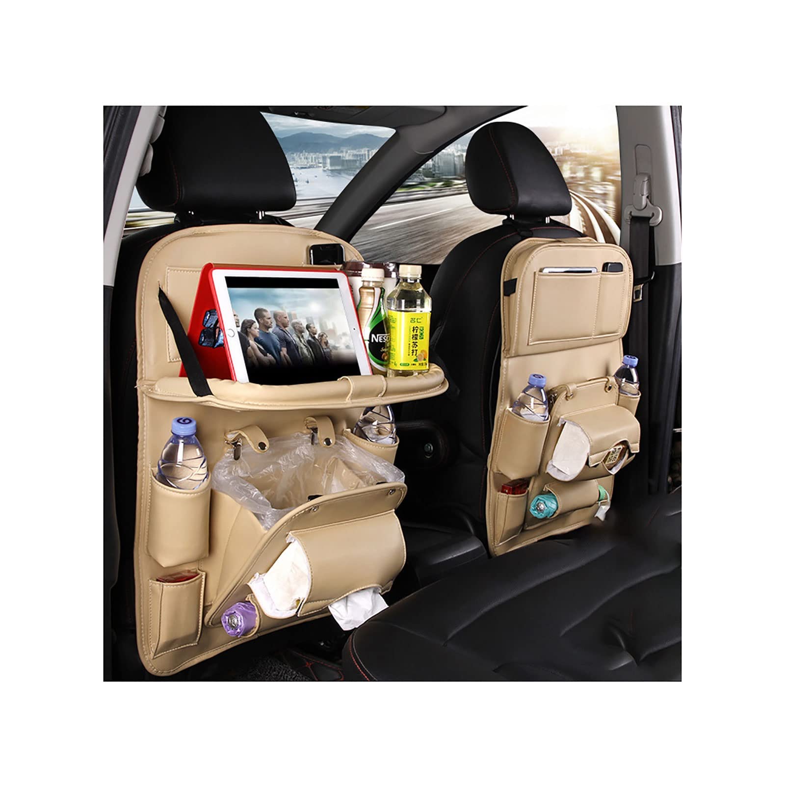 Amazon.com: Appleya Leather Car Seat Back Organizer Tray Travel Car ...