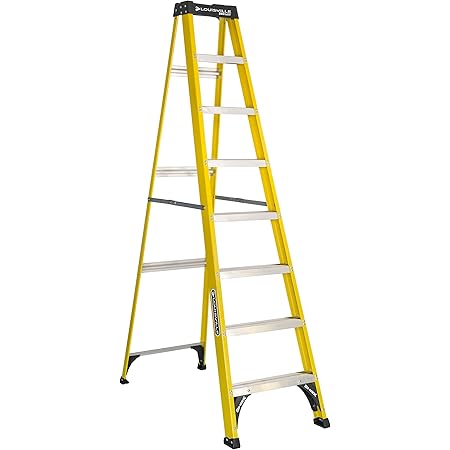 Louisville Ladder FS1408HD 8 ft Fiberglass Step Ladder, 8-Feet, Orange ...