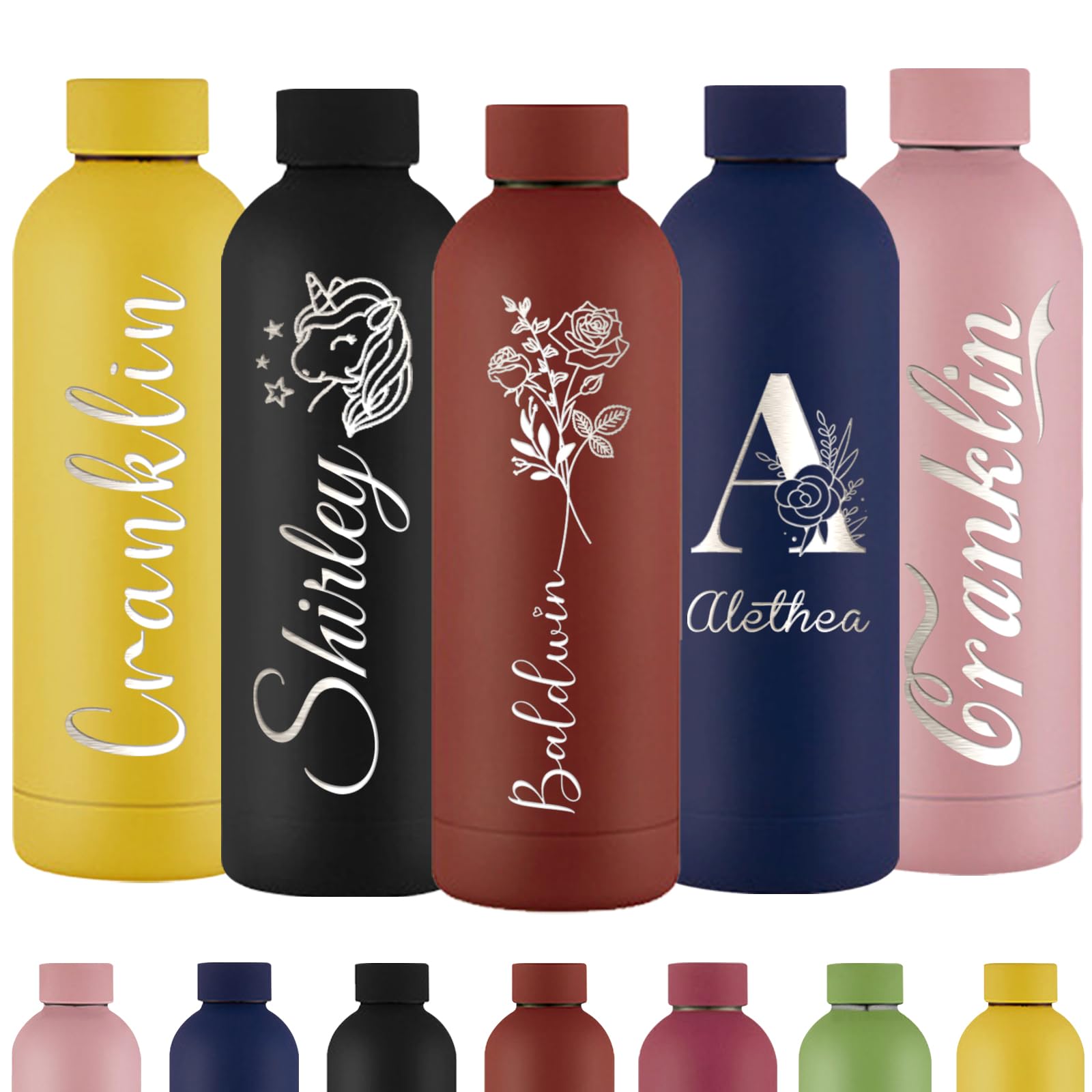 Amazon.com: Xihedfd Personalized Water Bottles Custom Engraved Water ...