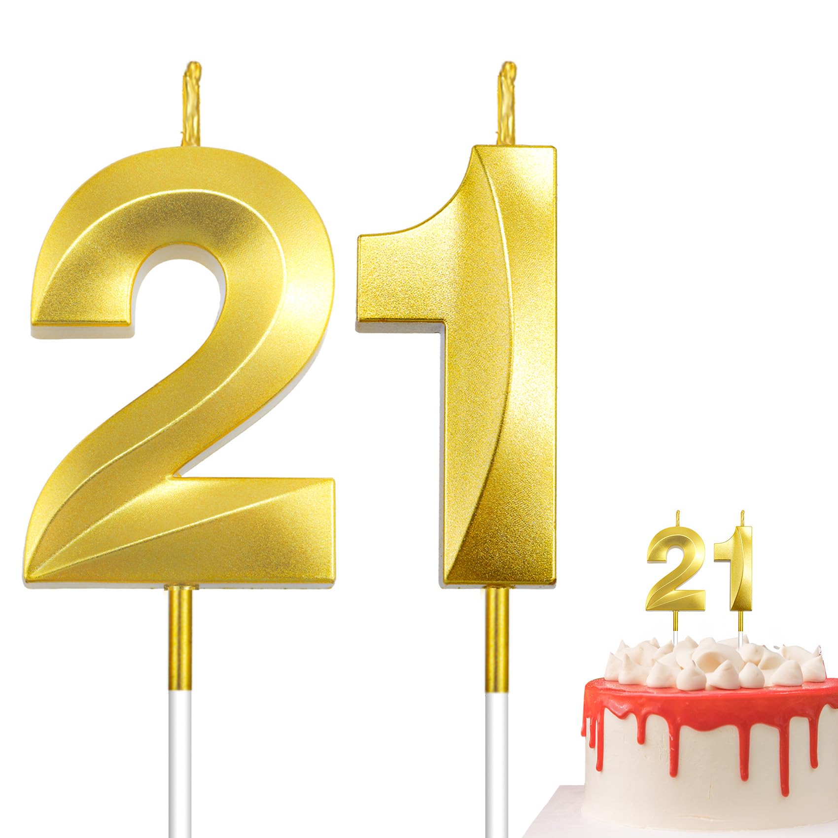 Amazon.com: 21st Birthday Candles for Cake, Gold Birthday Candles ...