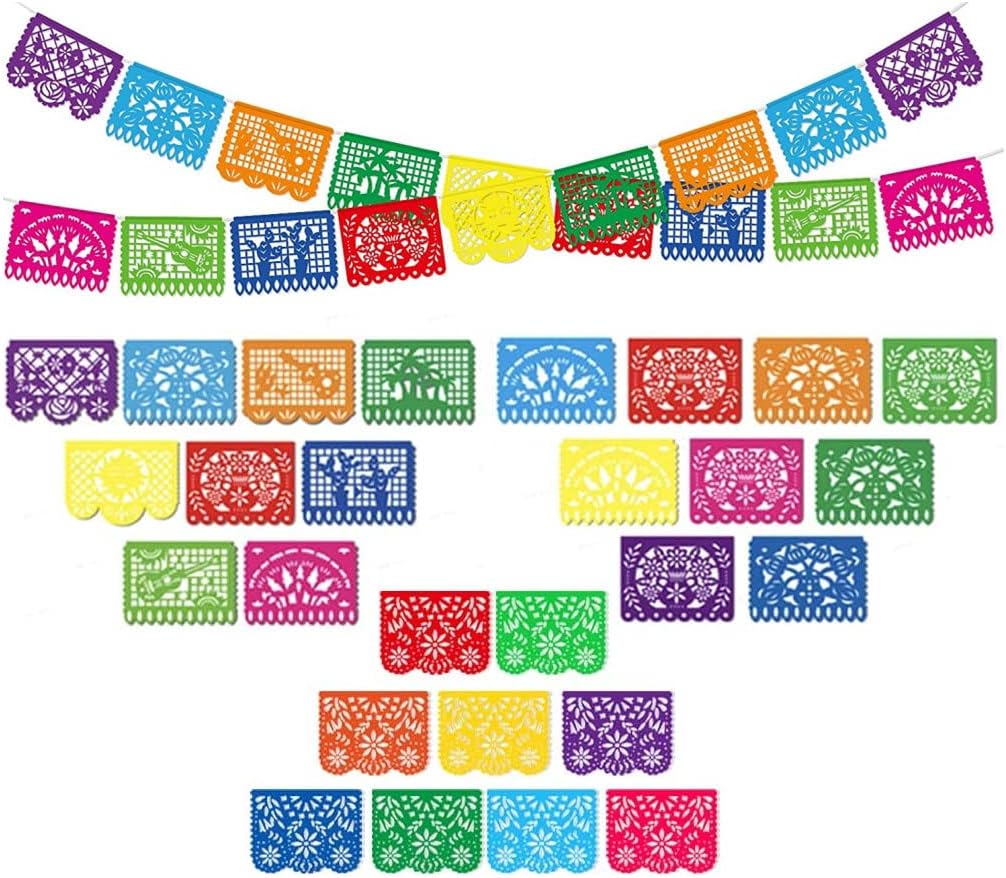 Amazon.com: 7 Pack Papel Picado Banner Mexican Party Fiesta Flag Cinco ...