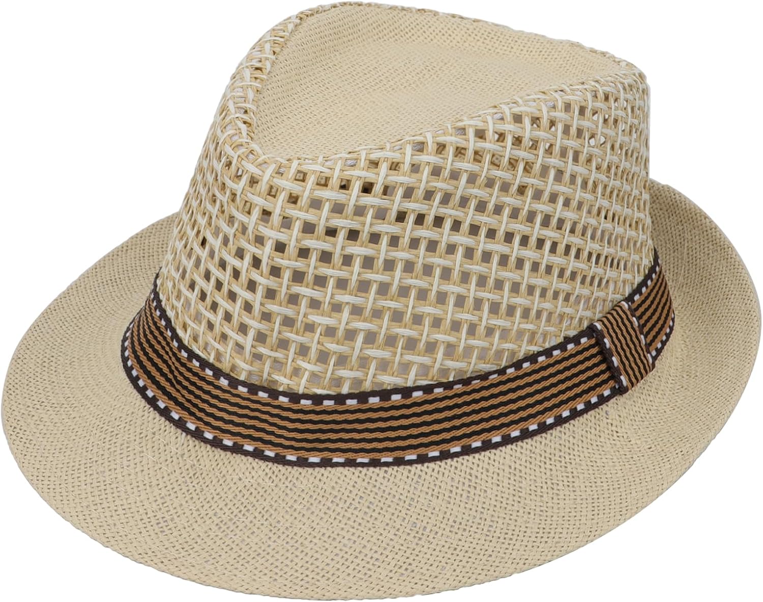 Clobeau Men's Straw Fedora Hat Fedora Hats for Men Short Brim Fedora ...