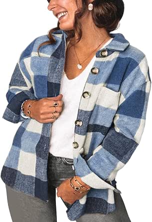 Amazon.com: Eytino Womens Plus Size Jacket Casual Long Sleeve Button Up ...