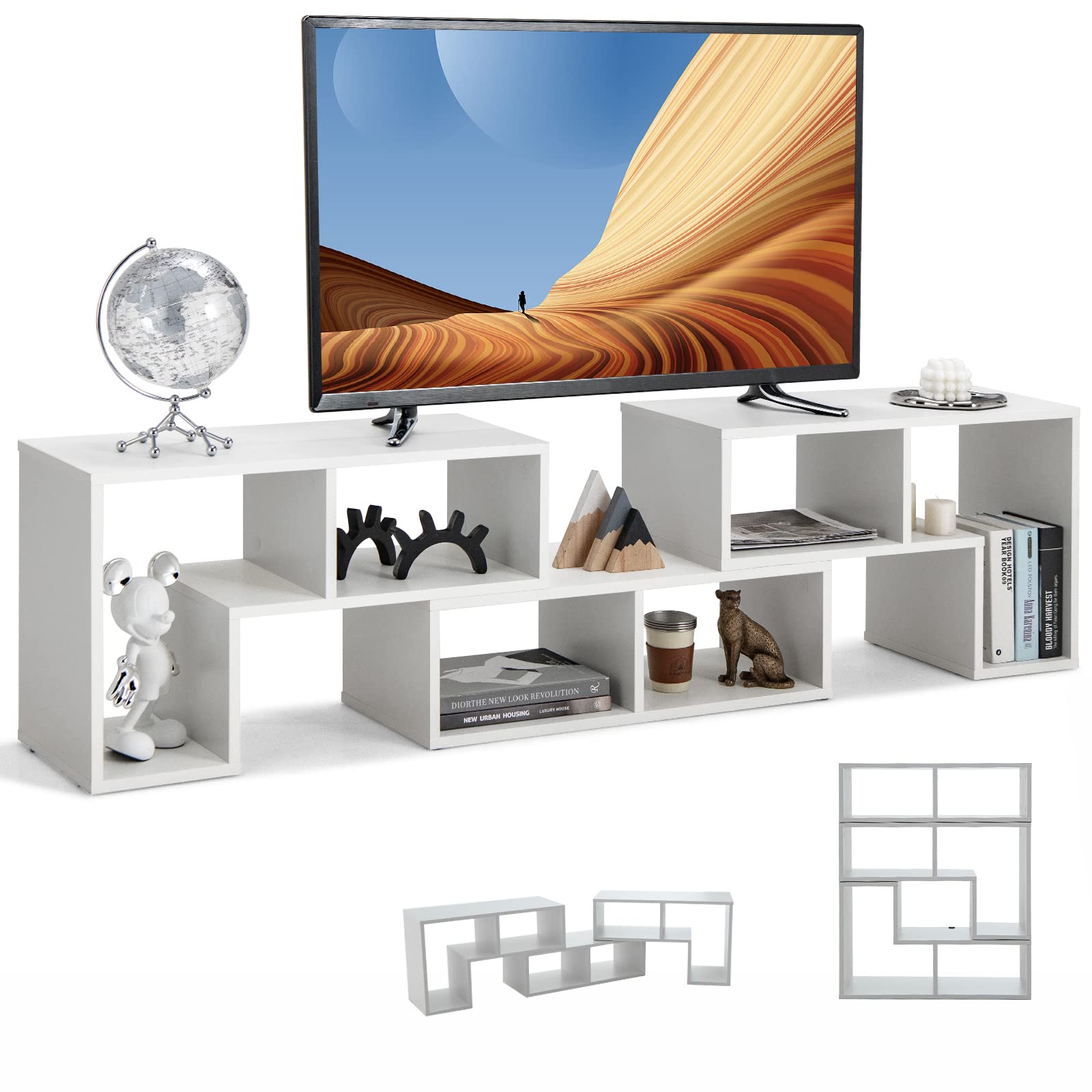 COSTWAY TV Stand for TVs up to 65 Inches, Free Combination Adjustable ...