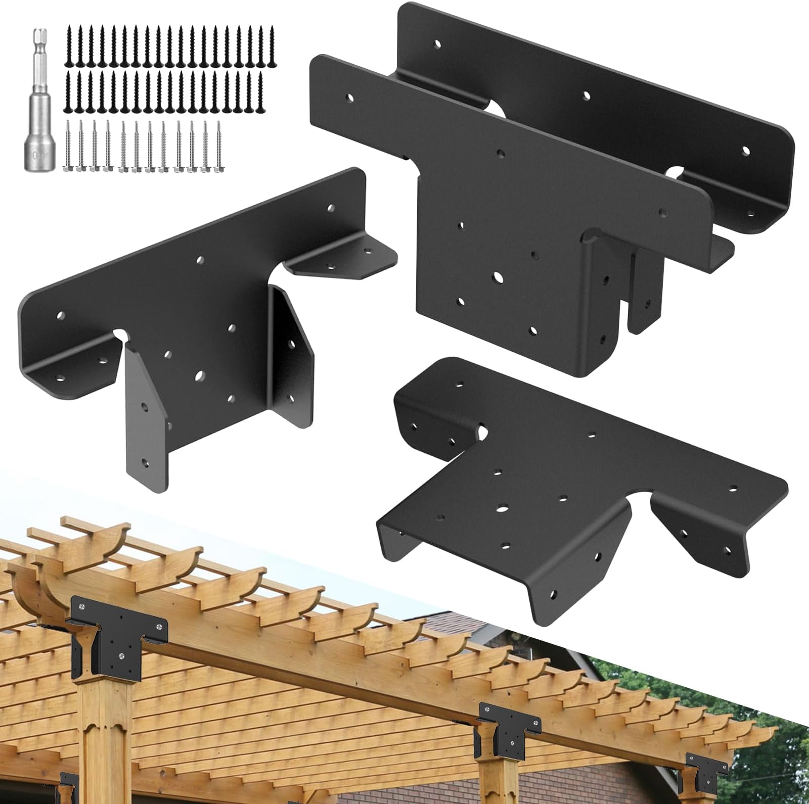 Amazon.com: eoere 4 PCS Black Deck Joist Tie, Steel Z Pergola Bracket 6 ...