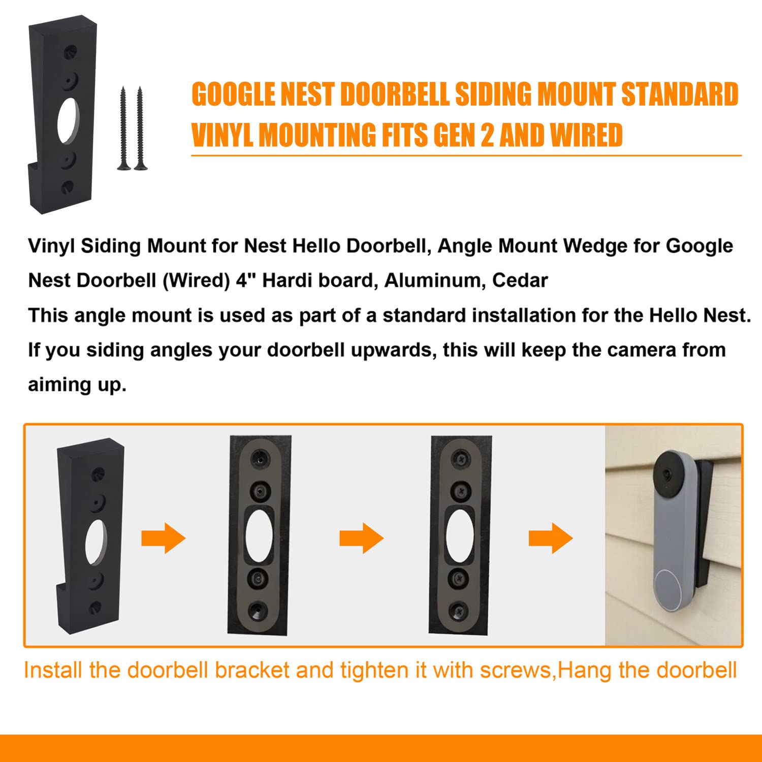 Google Nest Outdoor Camera Vinyl Siding Mount For Nest Hello Doorbell ...