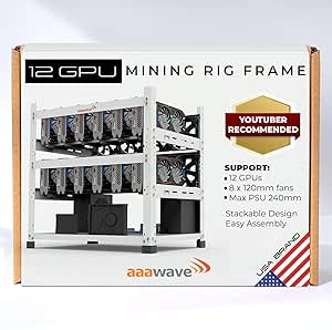 AAAwave 12GPU Mining Rig Frame - The Sluice V2 Steel Open Frame Mining ...