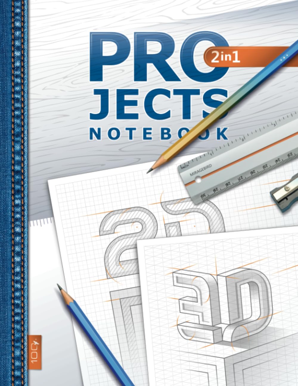 PROJECTS Notebook 2-in-1: Two Grids Graph Paper Notebook – Engineering Grid and Wide-Angle ...