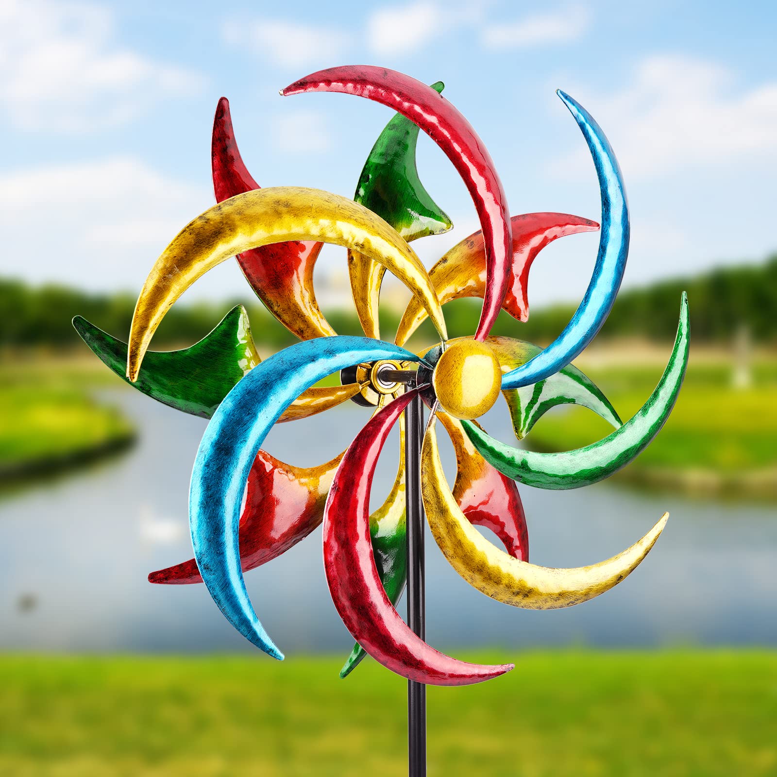 Metal Wind Spinners for Outdoor and Garden,16 Inch Large Colorful Wind ...
