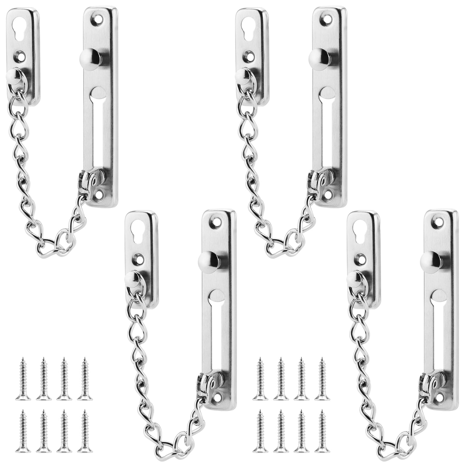 FUNSUEI 4 PCS Stainless Steel Security Chain, Sliding Door Lock Chain ...