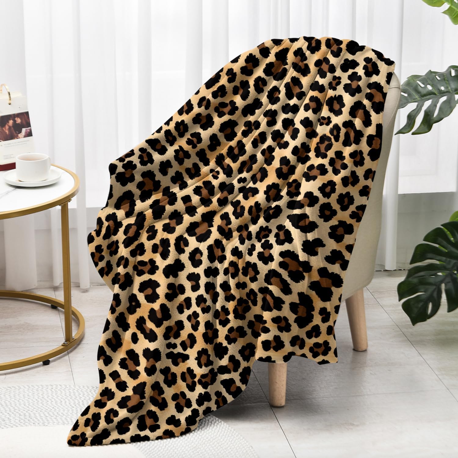 Amazon.com: SERYULL Leopard Print Fleece Blanket – Super Soft Cozy ...