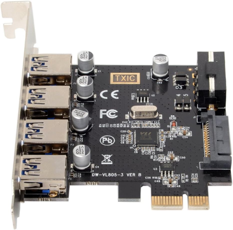 cablecc U3-038 4 Ports PCI-E to USB 3.0 HUB PCI Express Expansion Card ...
