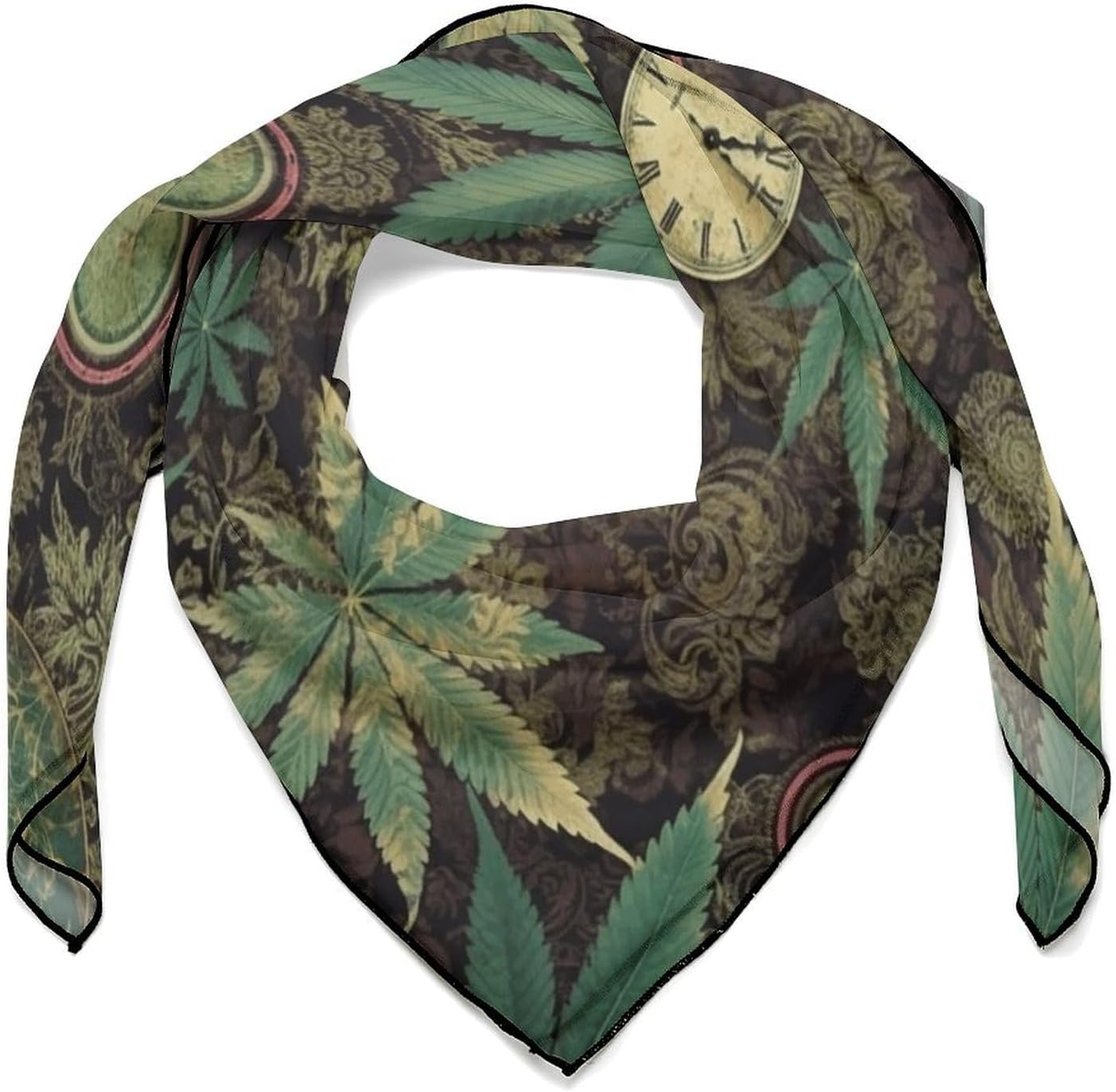 Multipurpose Silk Scarf, A Puff in Time Weed Marijuana Print Portable ...