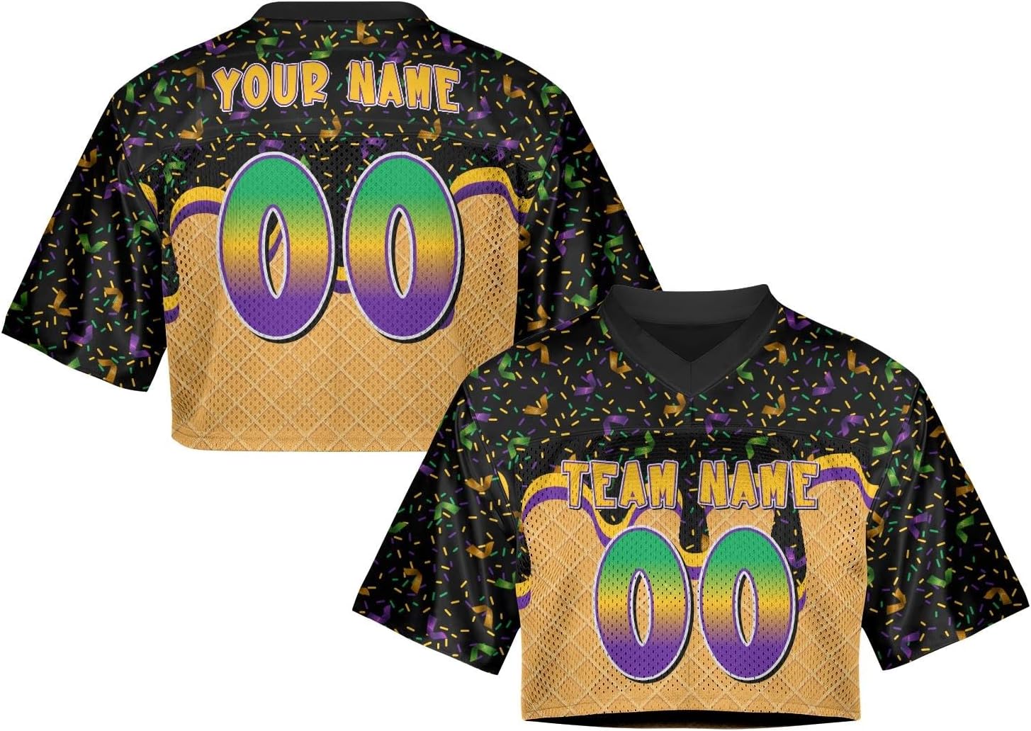 Amazon.com: Crop Top Football Jersey Women Girl Youth, Ice Cream Drip ...