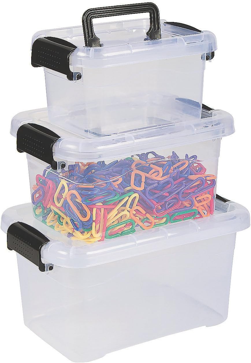 Amazon.com: Fun Express Assorted Locking Storage With Lid - 3 Pieces ...