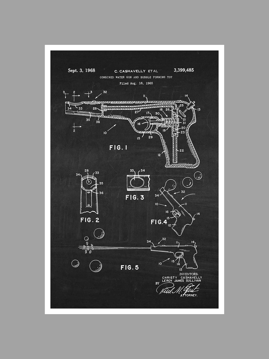 Amazon.com: Artsy Canvas Water Gun - White on Chalkboard - Toy Patents ...