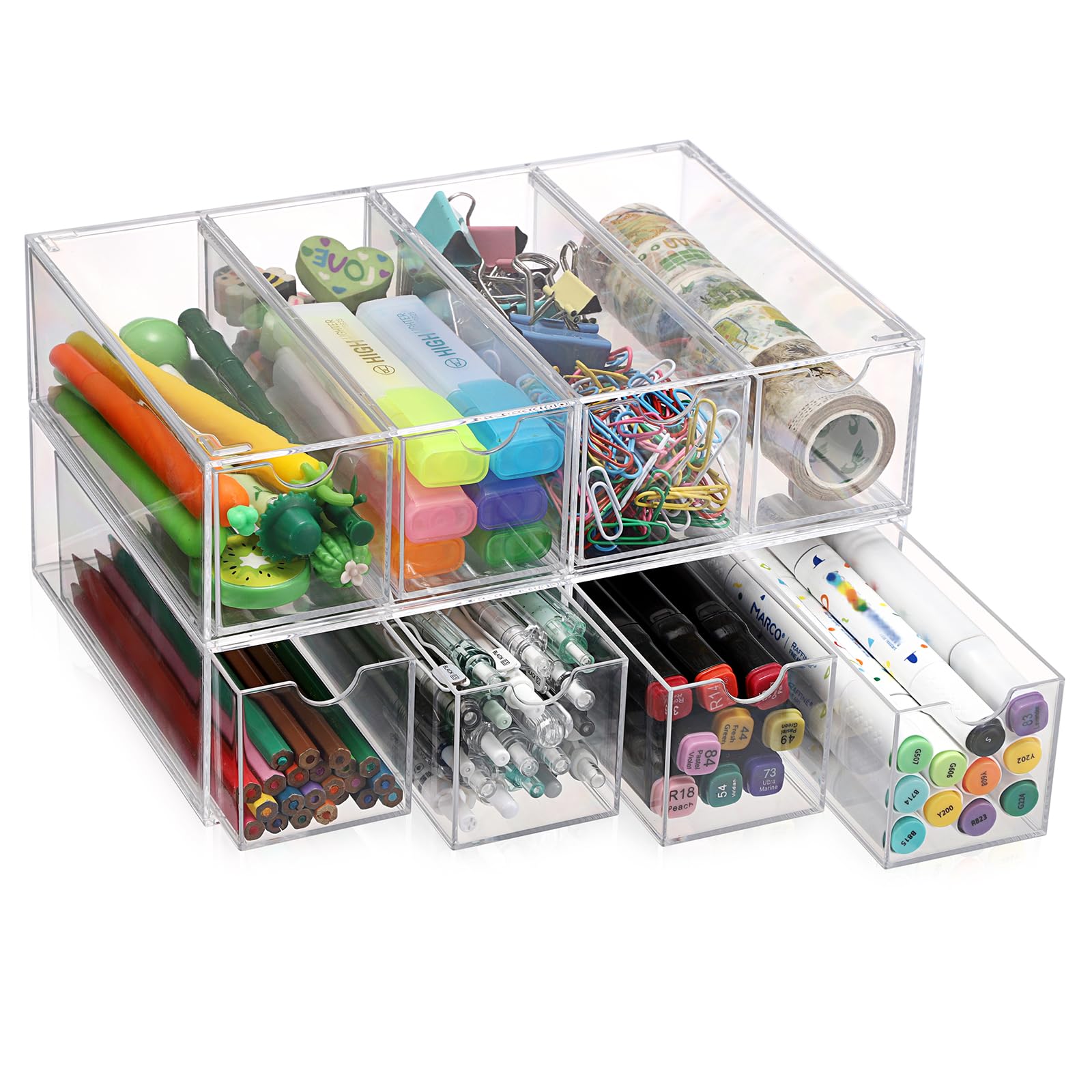 Amazon.com: BTSKY Acrylic Desktop Drawers, Clear Desk Storage Box ...