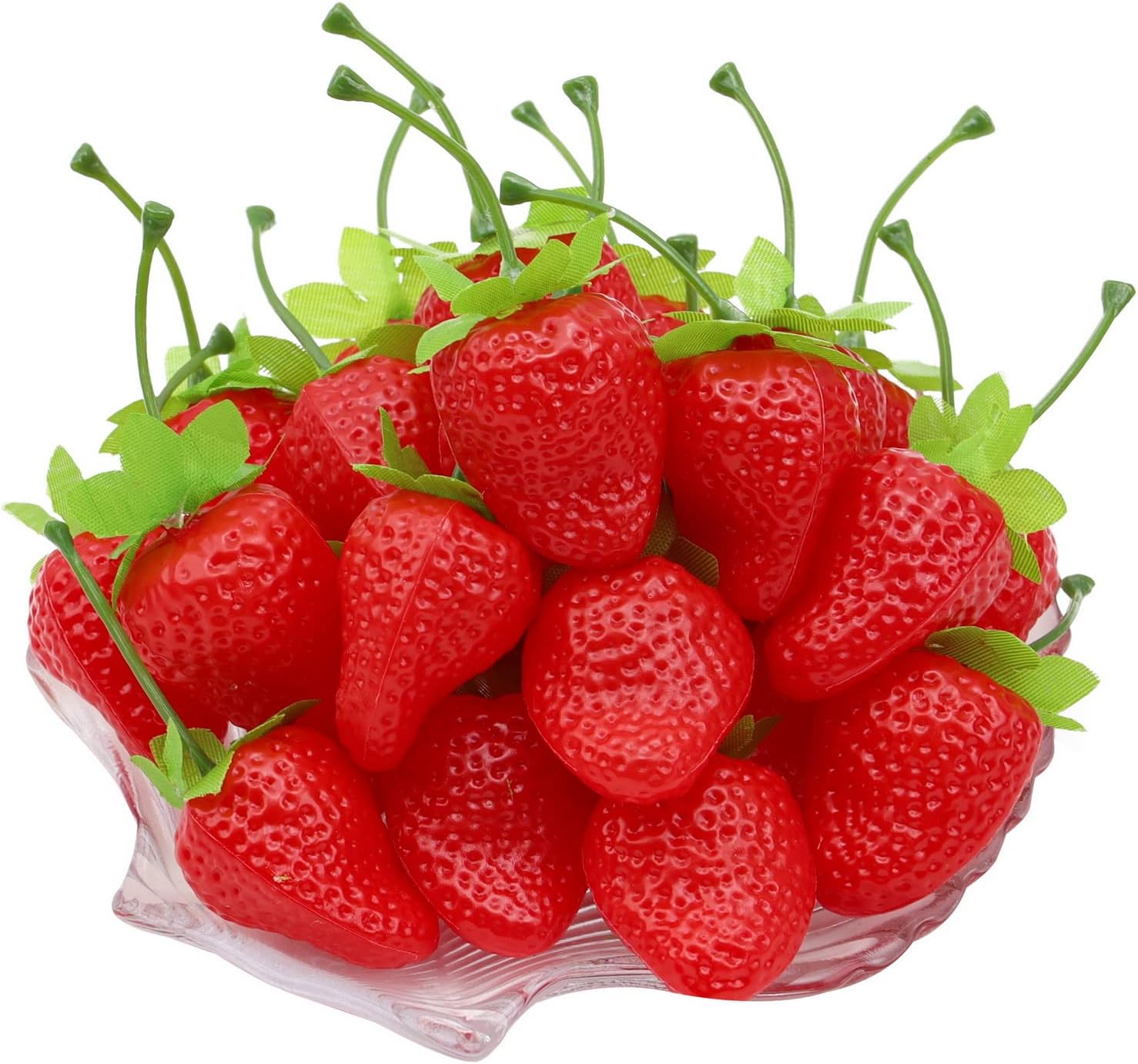 Amazon.com: 10Pcs Red Plastic Artificial Strawberries Fake Lifelike ...
