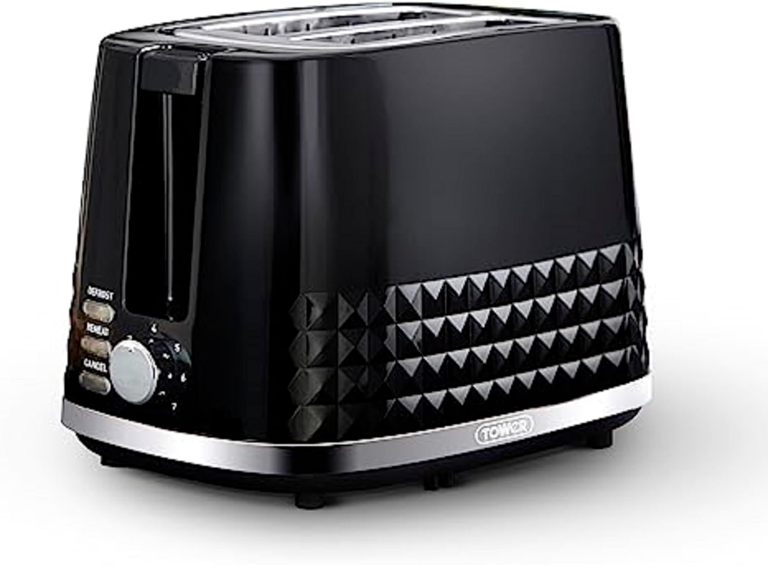 Tower T20082BLK Solitaire 2 Slice Toaster Black Chrome Accents, 850W ...